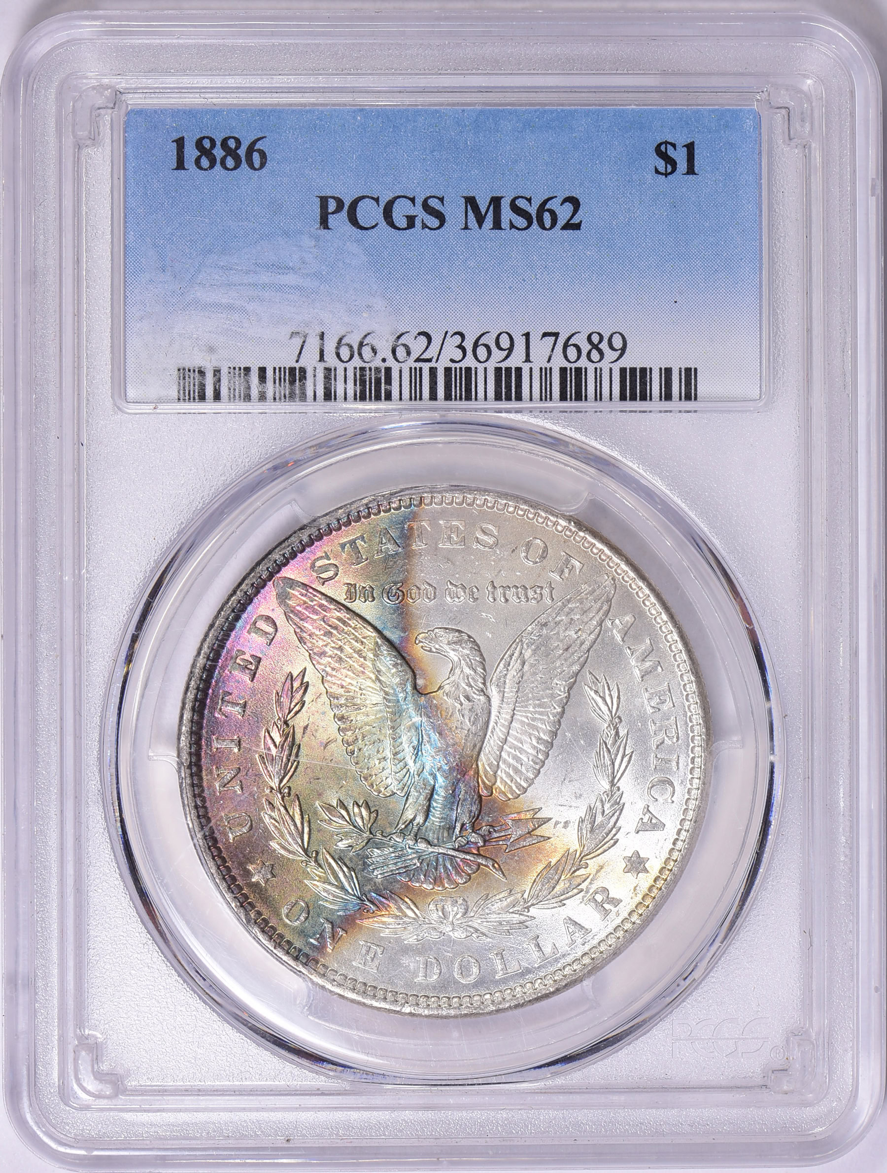 1886 Morgan Silver Dollar PCGS MS-62 (Toned) (Item 1754637) | GreatCollections Coin Auctions