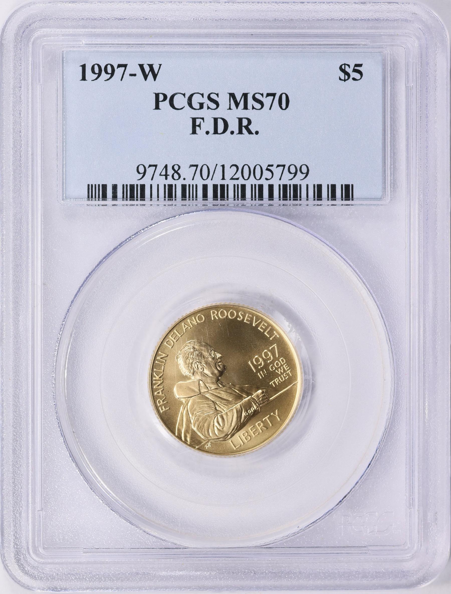 1997-W Franklin D. Roosevelt Gold $5 PCGS MS-70 (Item 1754654 ...