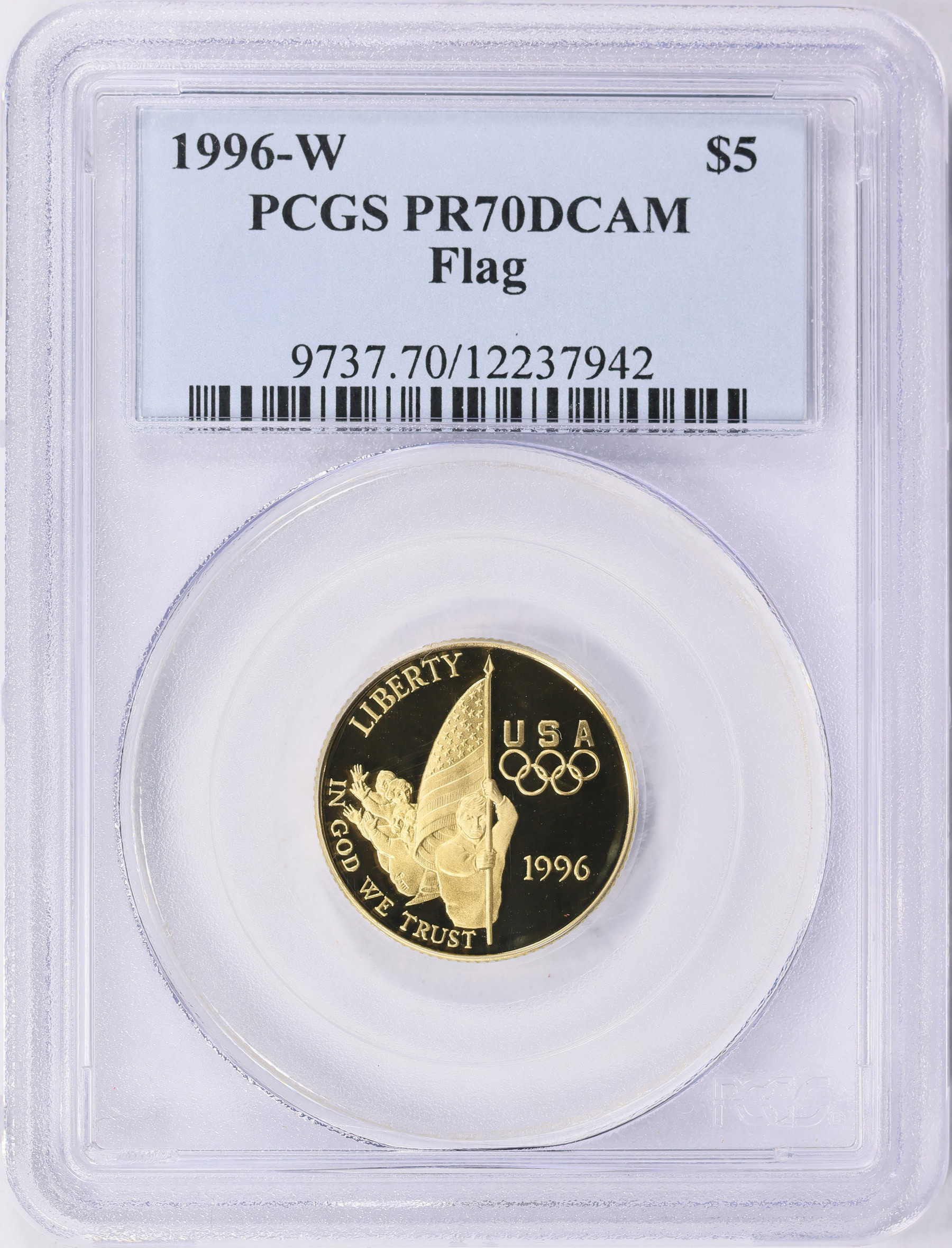 1996-W XXVI Olympiad Flag Bearer Gold $5 PCGS Proof-70 DCAM (Item ...