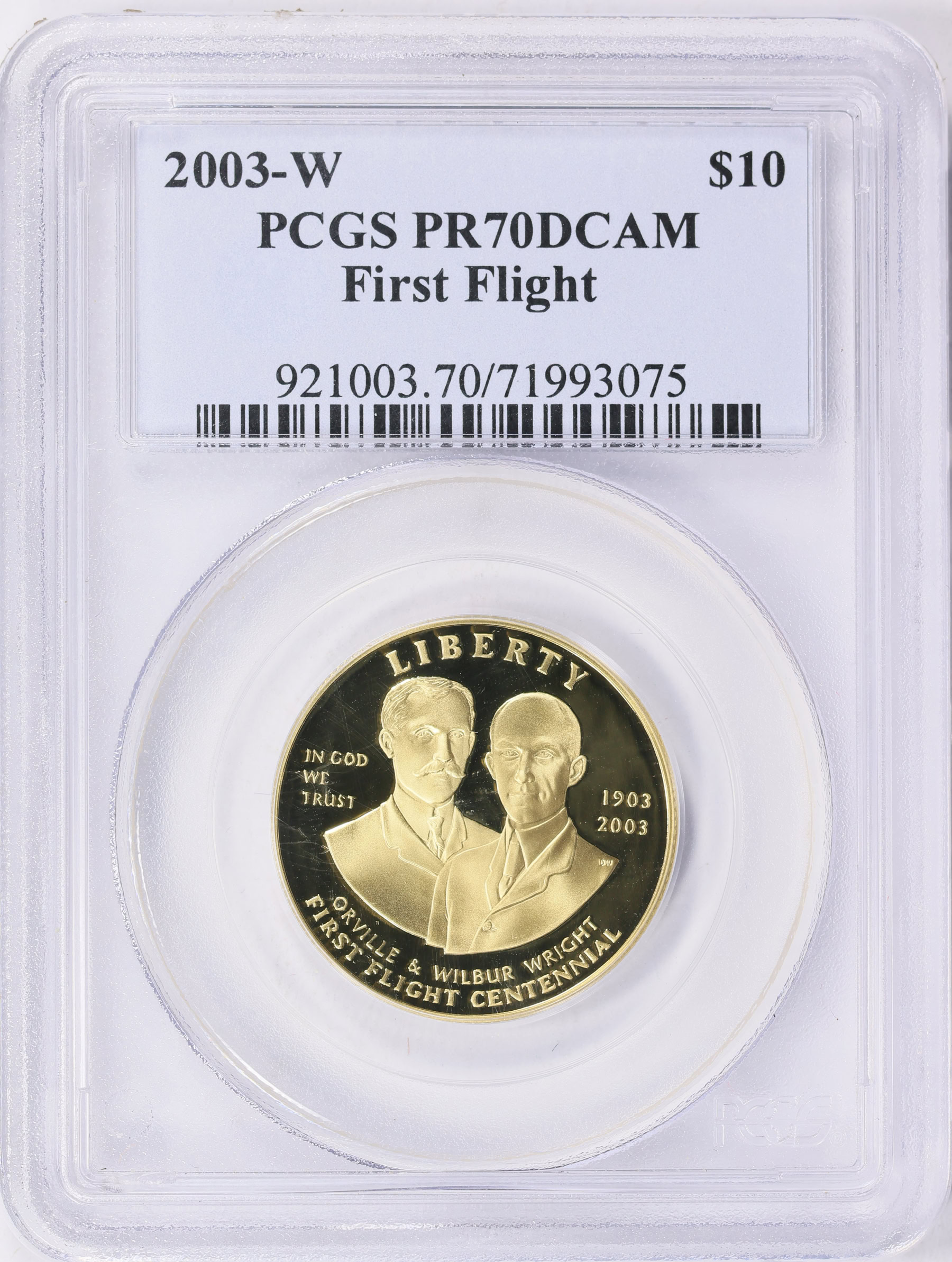 2003-W First Flight Centennial Gold $10 PCGS Proof-70 DCAM | PCGS Cert ...