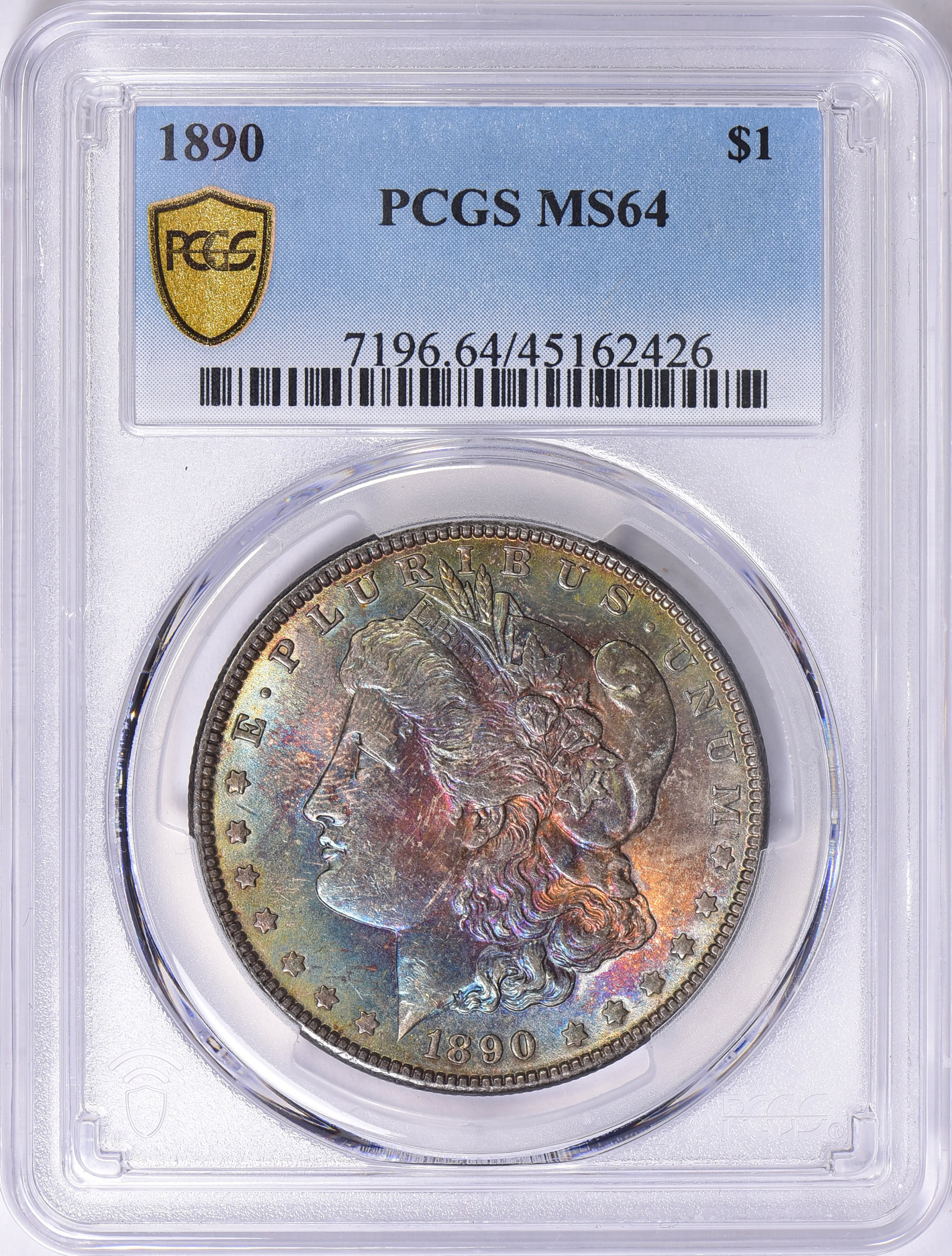 1890 Morgan Silver Dollar PCGS MS-64 (Toned) (Item 1754738) | GreatCollections Coin Auctions