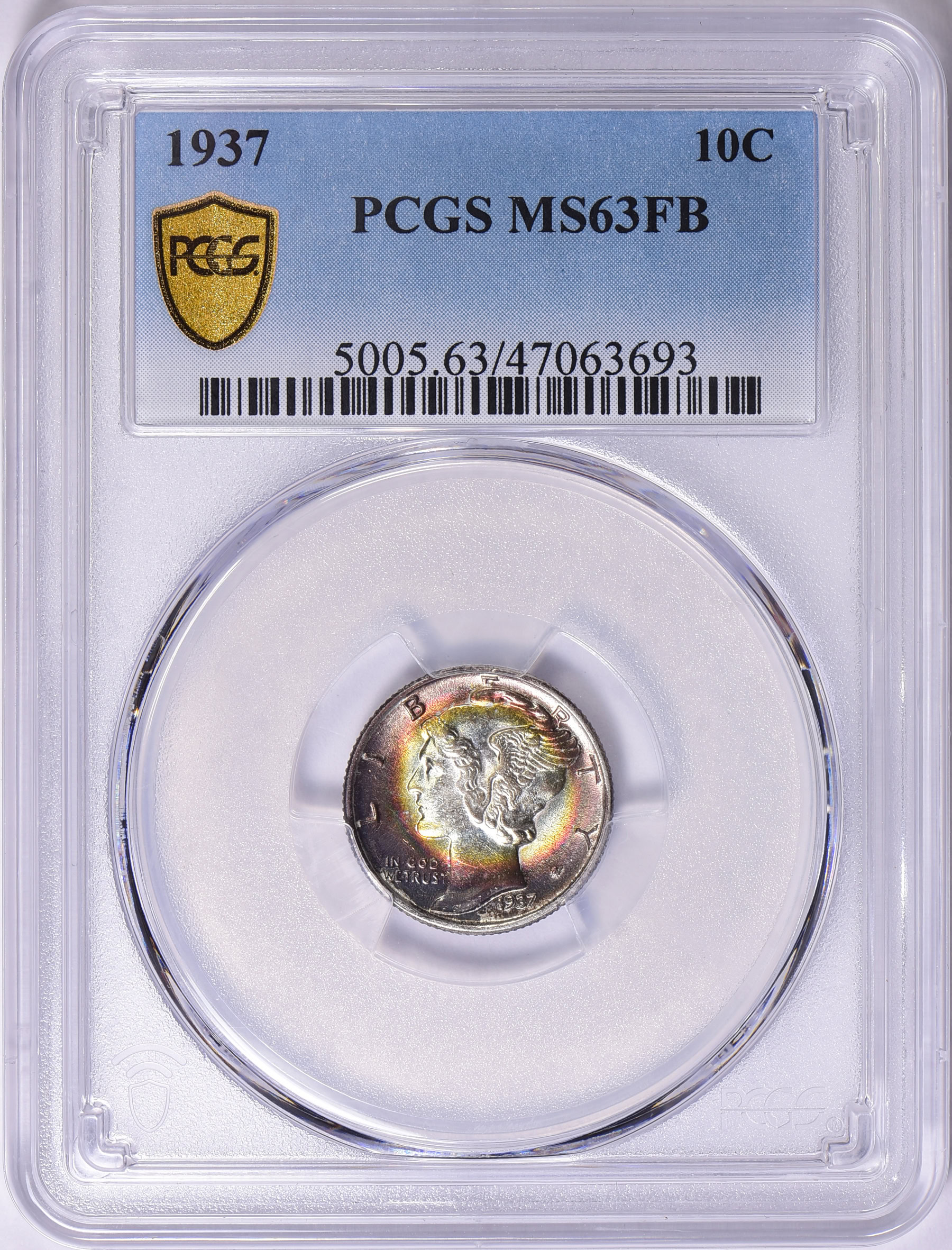 1937 Mercury Dime PCGS MS-63 FB (Toned) (Item 1754765) | GreatCollections Coin Auctions