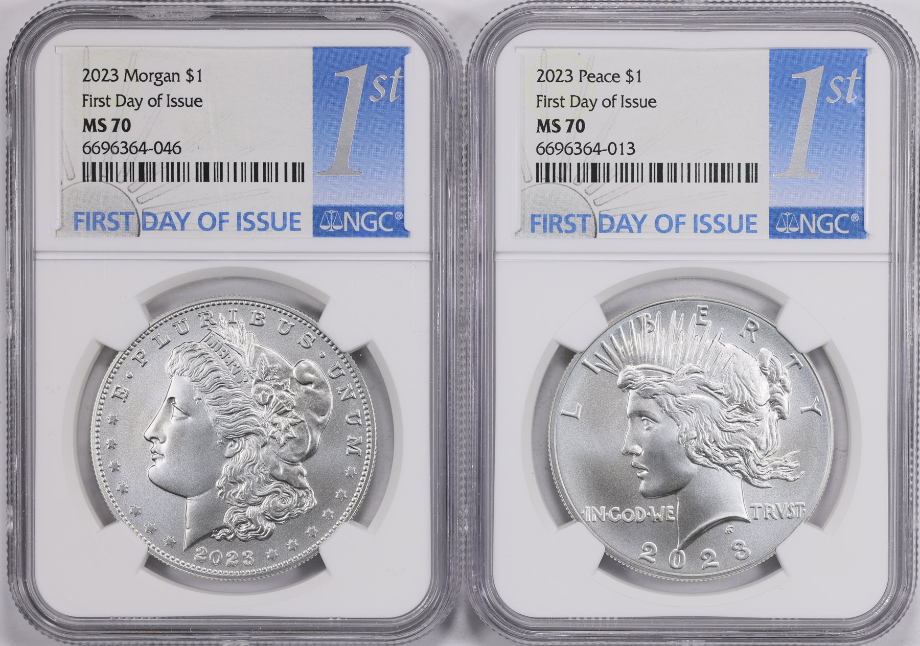 2023 Morgan and Peace Silver Dollar First Day of Issue NGC MS-70 (2 ...