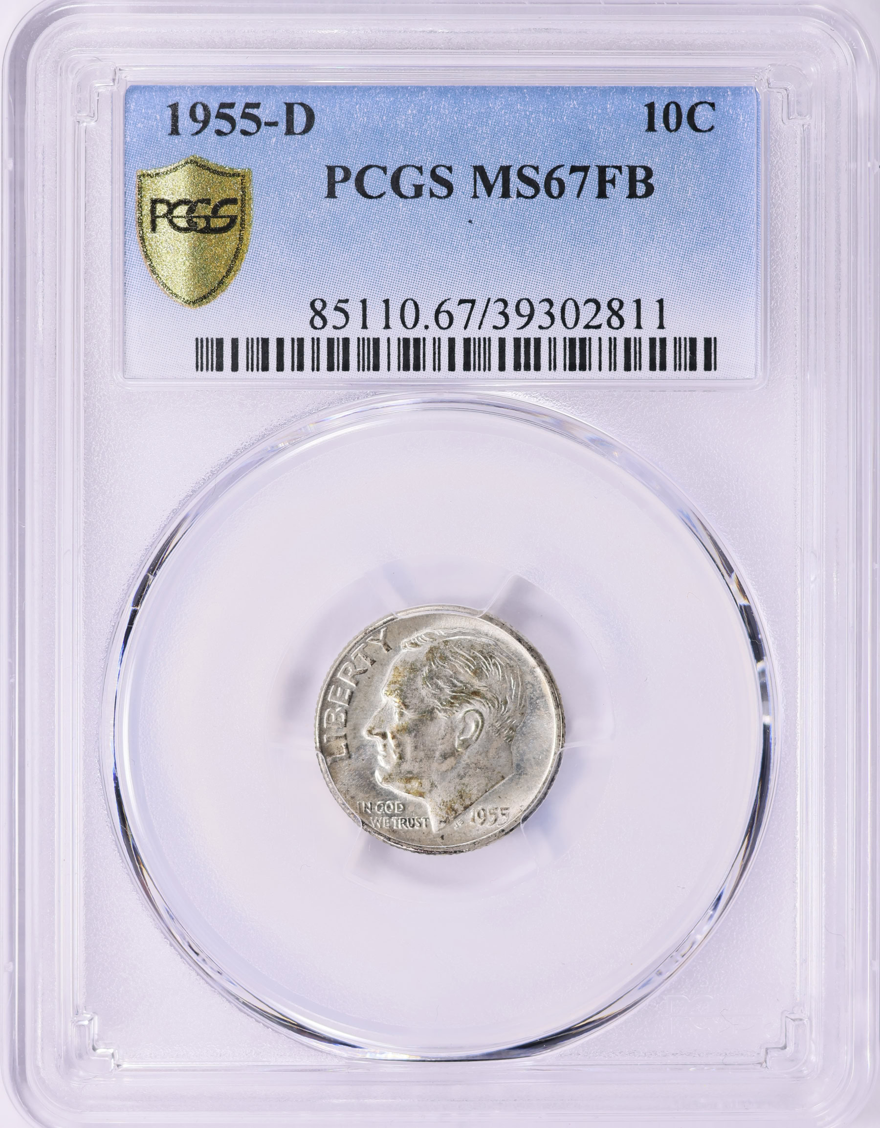1955-D Roosevelt Dime PCGS MS-67 FB (Toned) (Item 1754824) | GreatCollections Coin Auctions