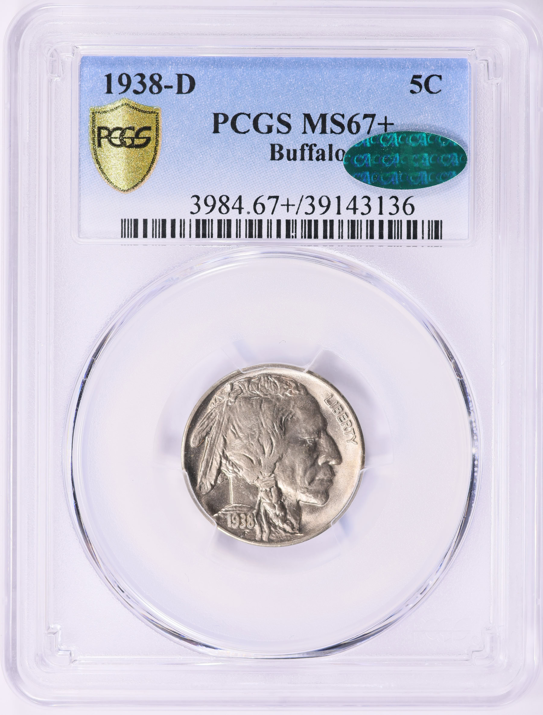 1938-D Buffalo Nickel PCGS MS-67+ (CAC Green) (Toned) (Item 1754827) | GreatCollections Coin ...