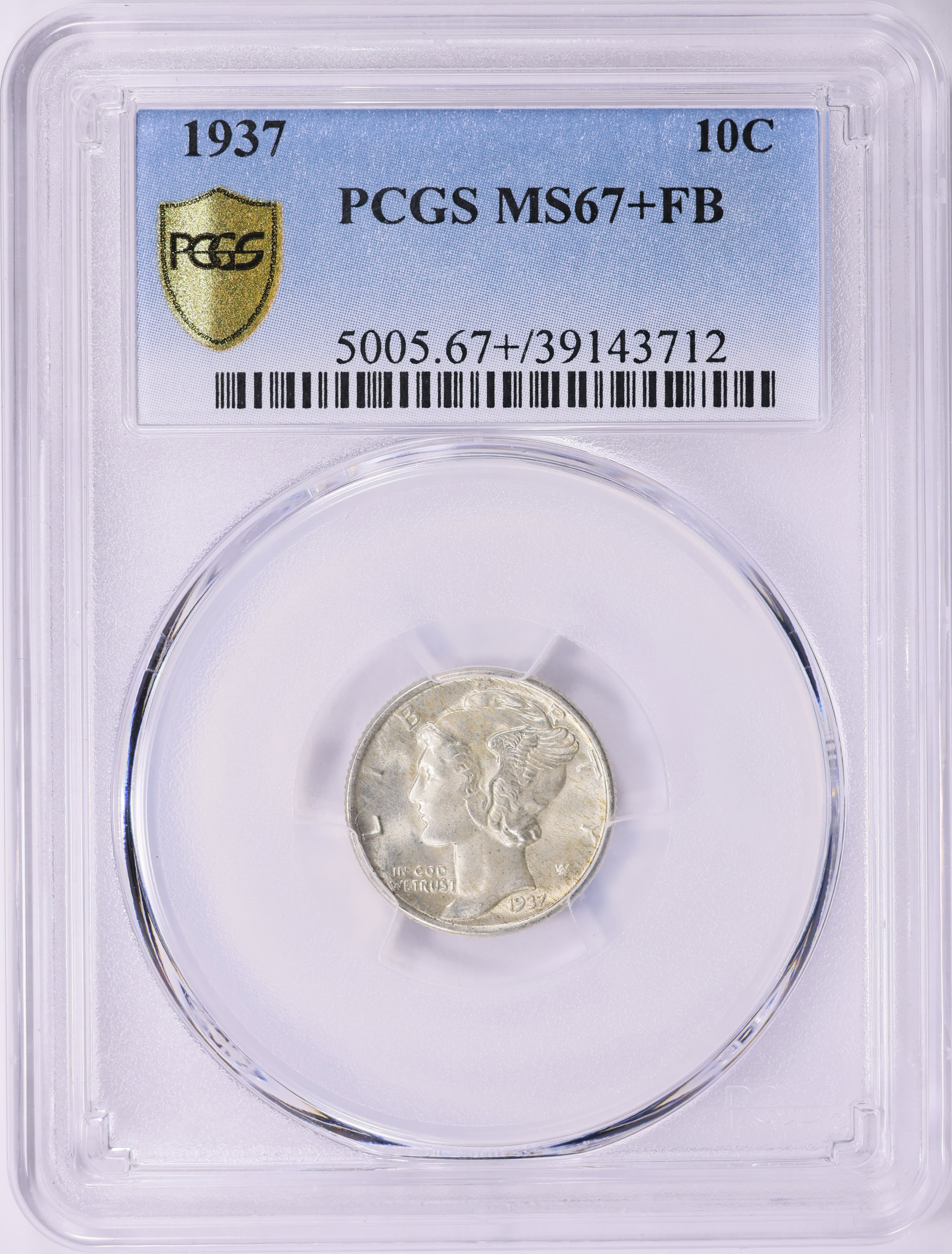 1937 Mercury Dime PCGS MS-67+ FB (Item 1754837) | GreatCollections Coin Auctions