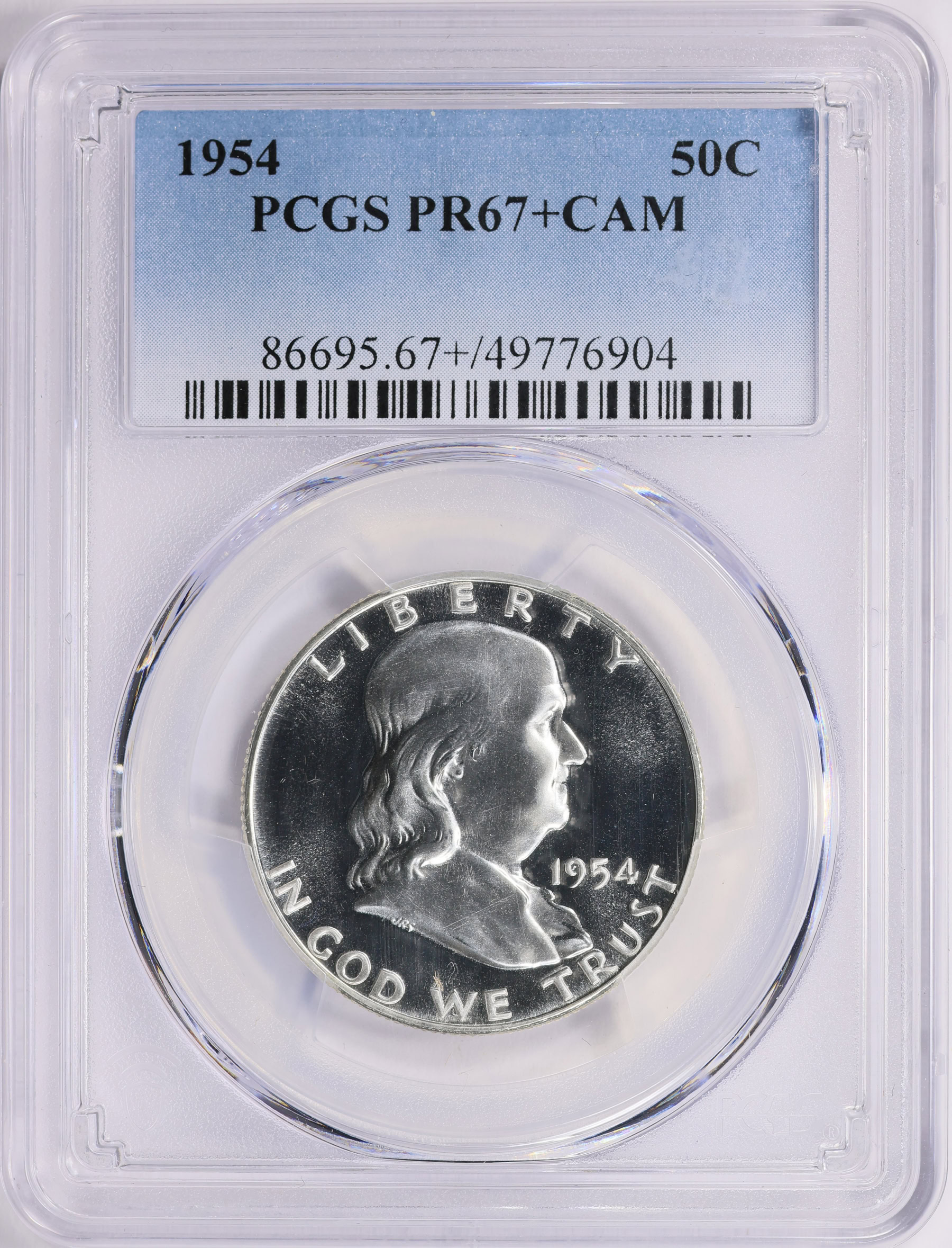 1954 Franklin Half Dollar PCGS Proof-67+ CAMEO (Item 1754944) | GreatCollections Coin Auctions