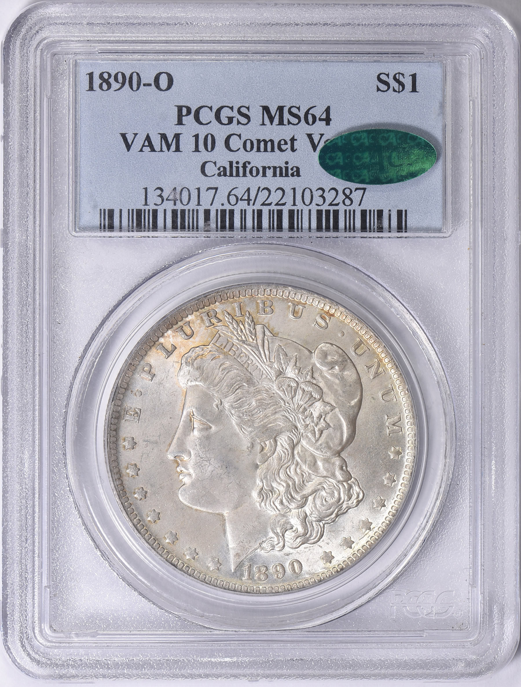 1890-O Morgan Silver Dollar Comet Variety VAM-10 PCGS MS-64 (CAC Green ...