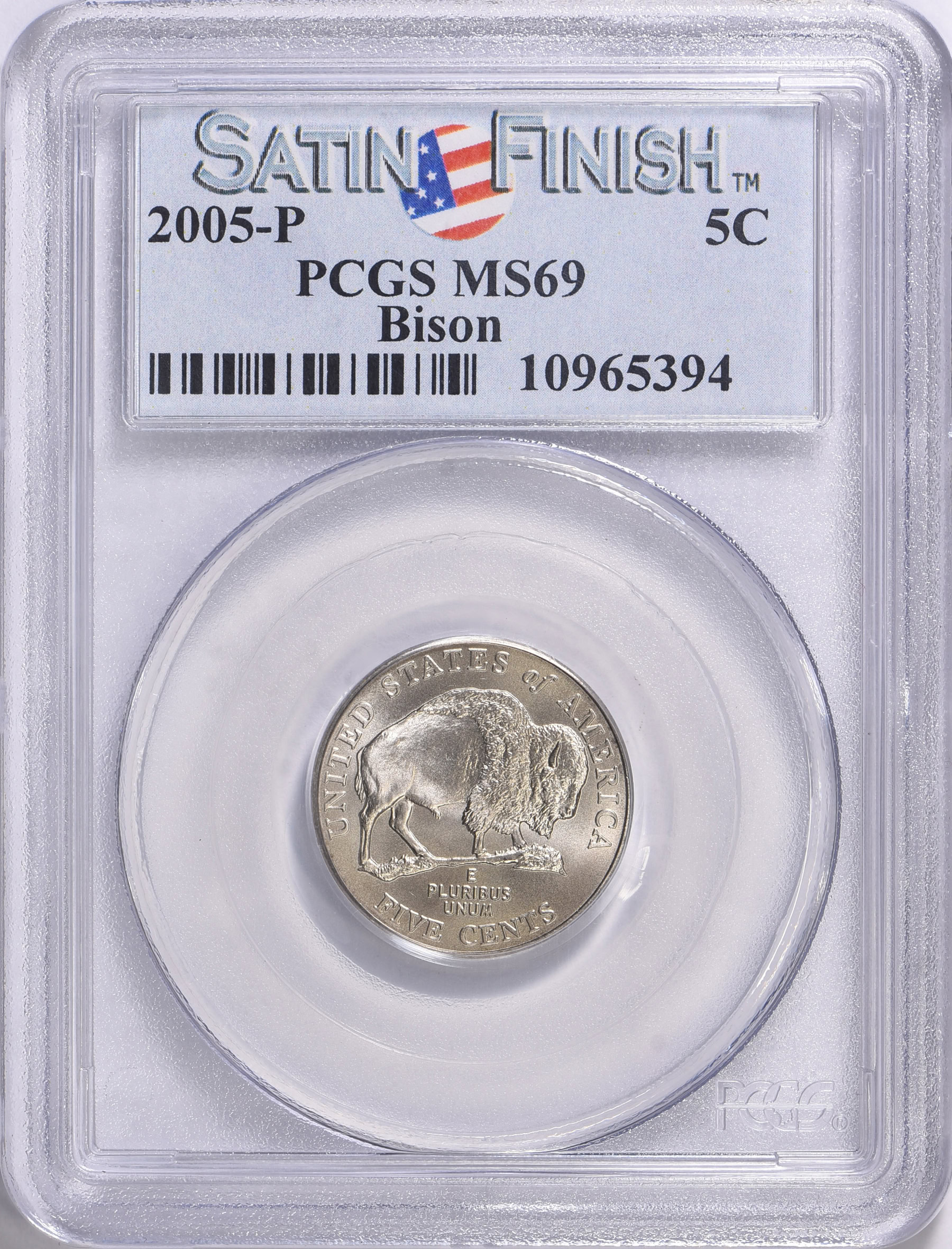 2005-P Jefferson Nickel American Bison Satin Finish PCGS MS-69 (Item ...