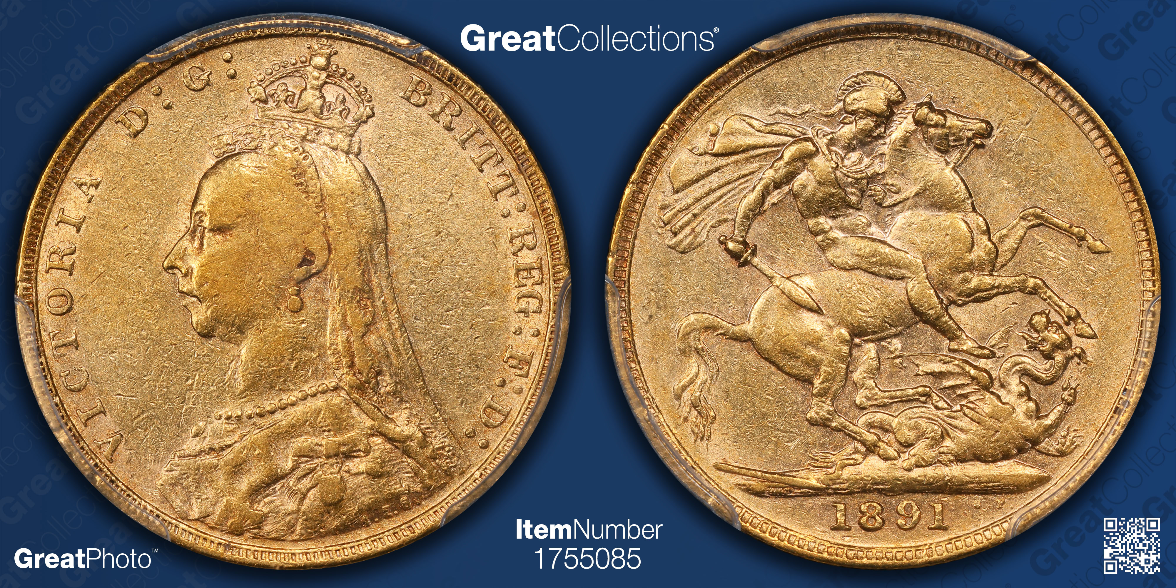 Great Britain 1891 Gold Sovereign Long Tail KM-767 PCGS XF-40 (AGW = 0. ...