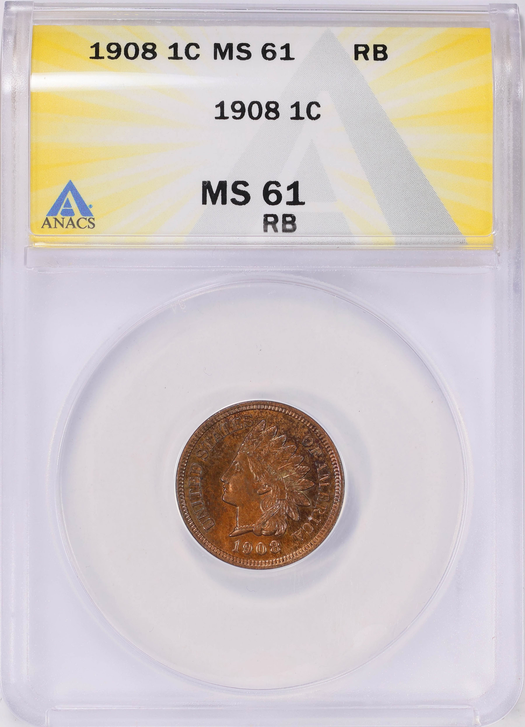 1908 Indian Cent ANACS MS-61 RB (Item 1755089) | GreatCollections Coin Auctions