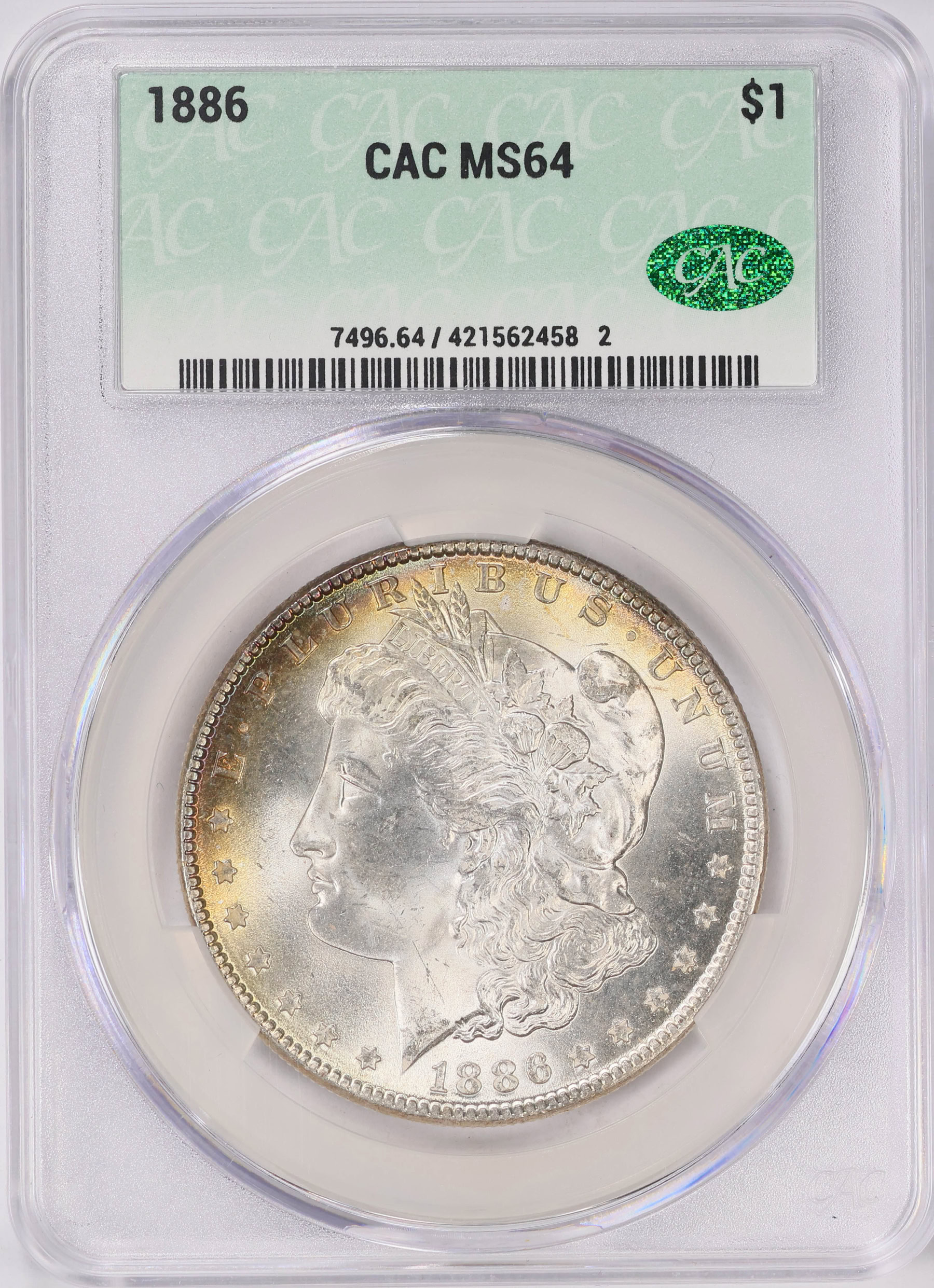 1886 Morgan Silver Dollar CACG MS-64 (Toned) (Item 1755104) | GreatCollections Coin Auctions