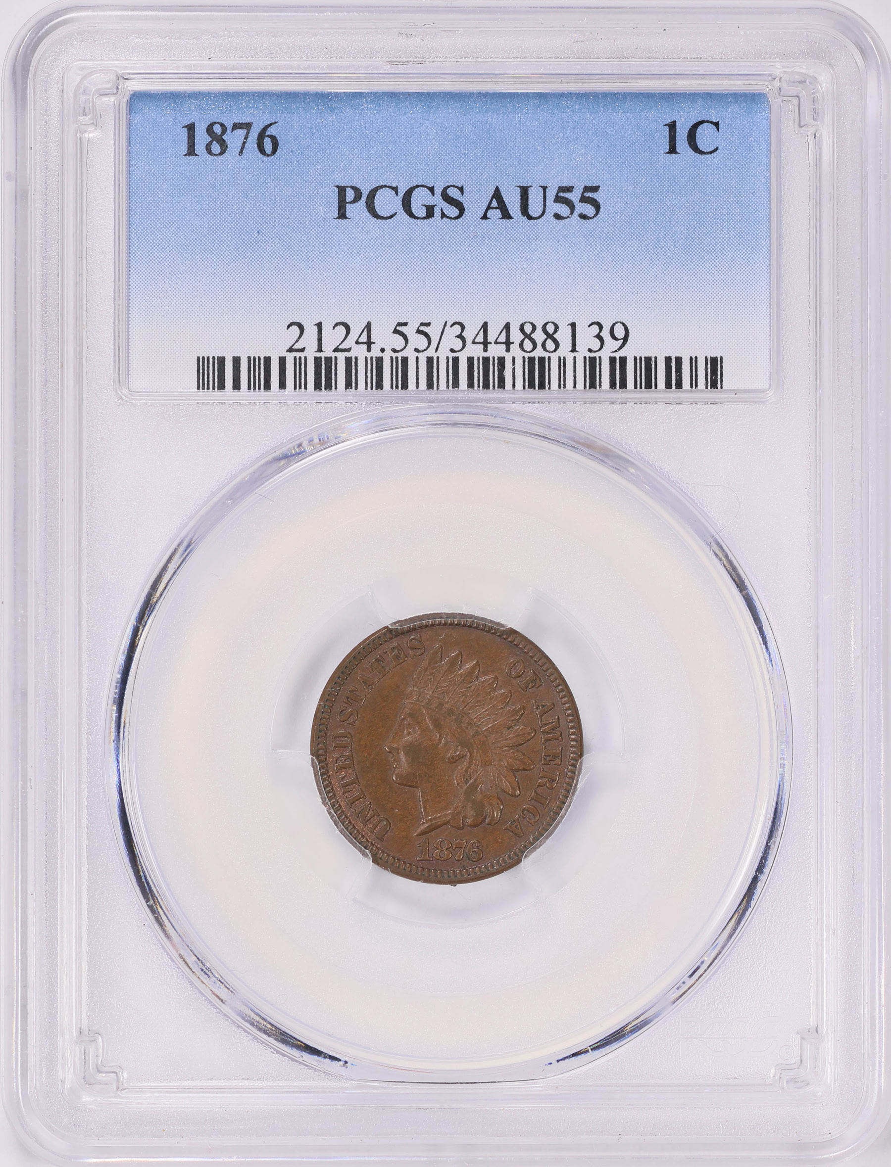 1876 Indian Cent PCGS AU-55 BN (Item 1755118) | GreatCollections Coin Auctions