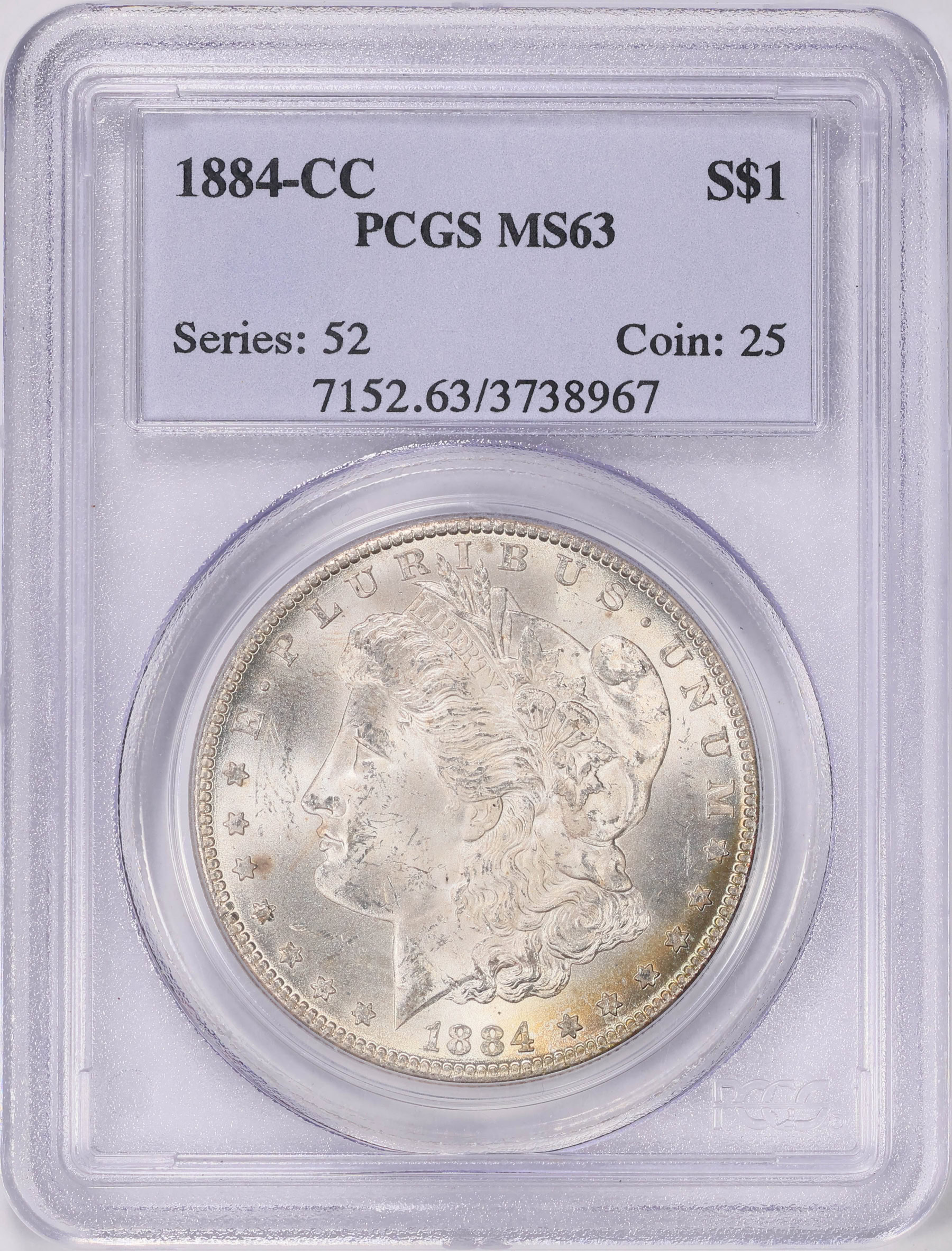 1884-CC Morgan Silver Dollar PCGS MS-63 (Item 1755121) | GreatCollections Coin Auctions