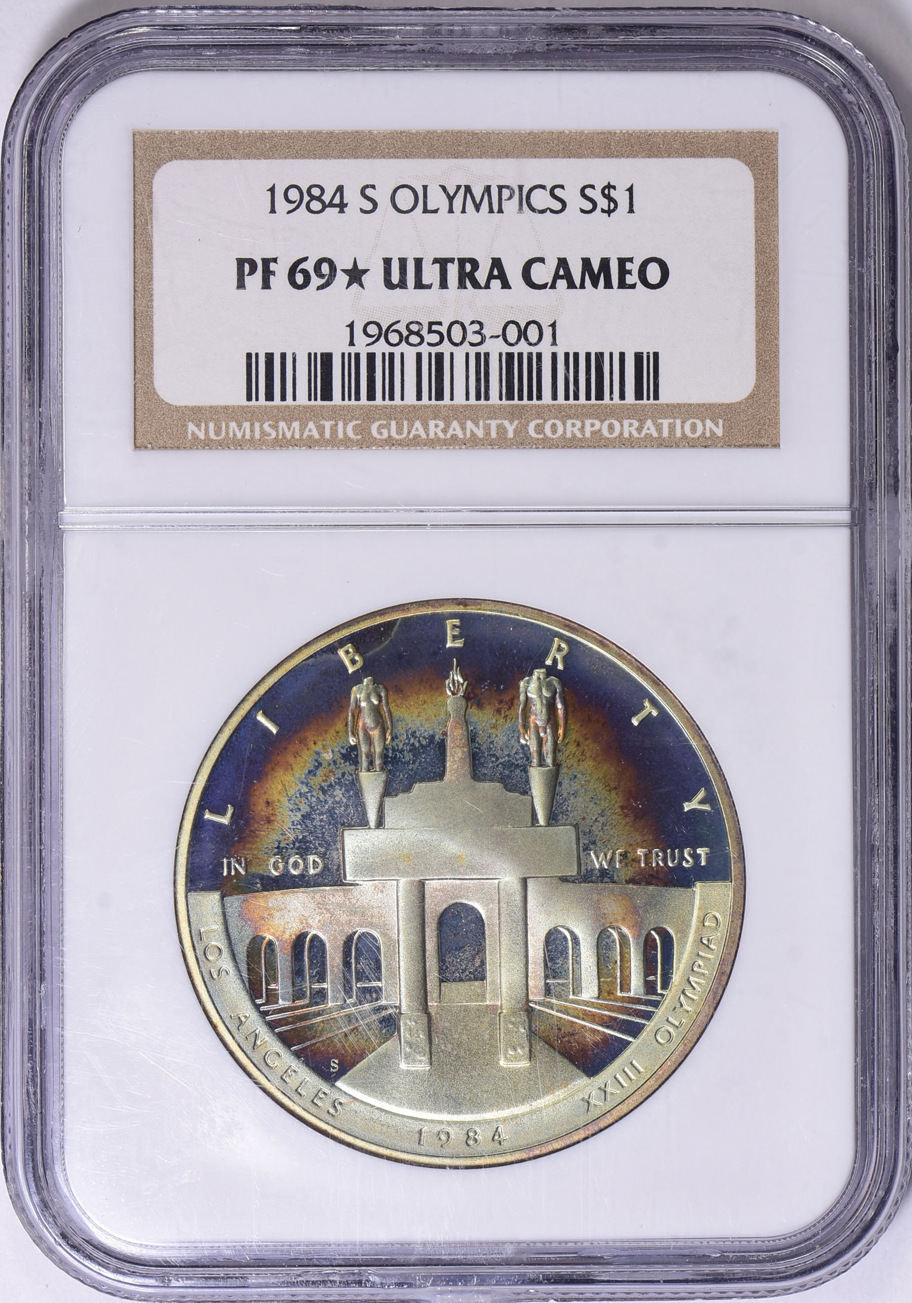 1984-S Los Angeles XXIII Olympiad Coliseum Silver Dollar NGC Proof-69 ...