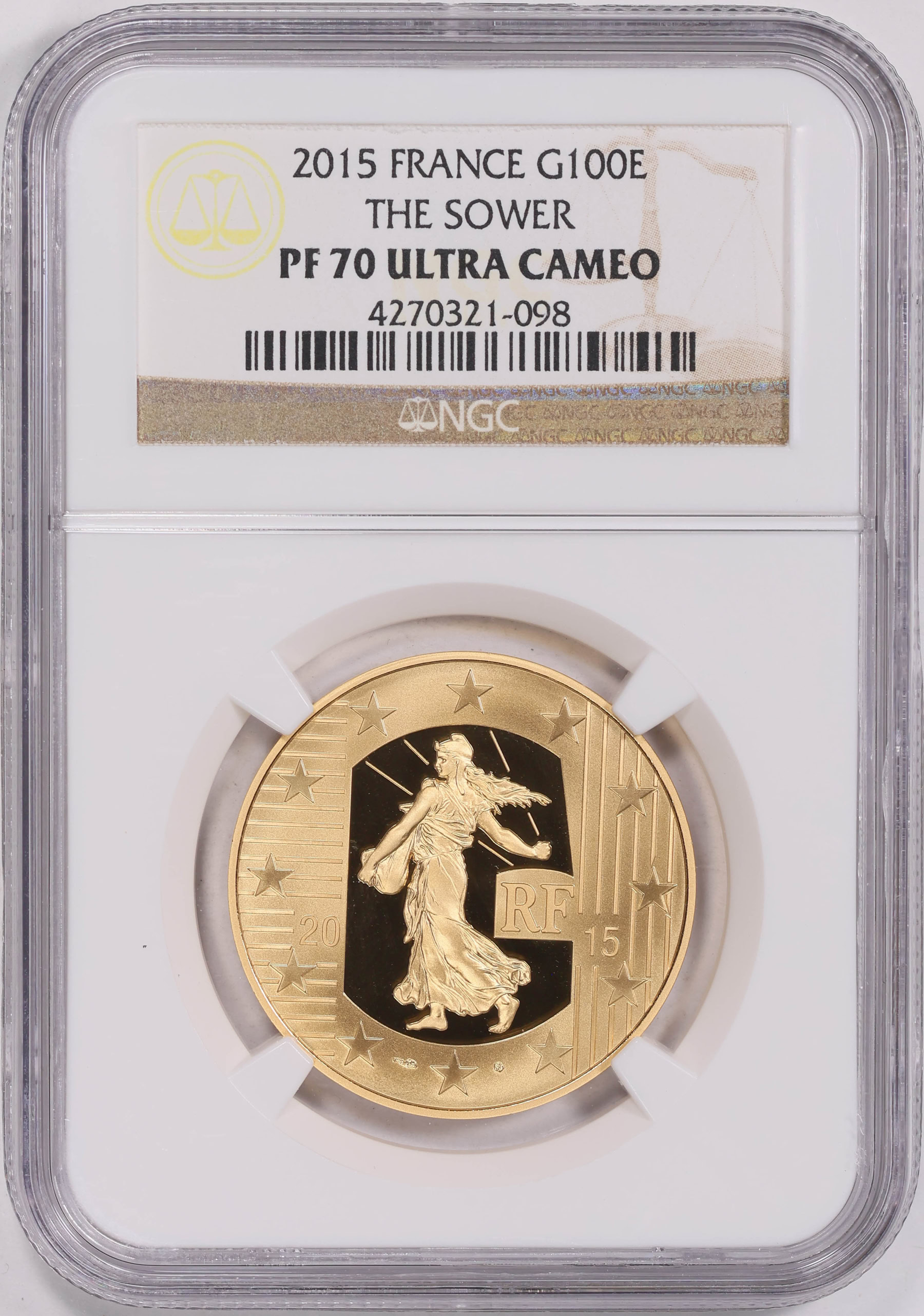 France 2015 Gold €100 Historic Coins Franc a Cheval KM-2267 NGC Proof ...