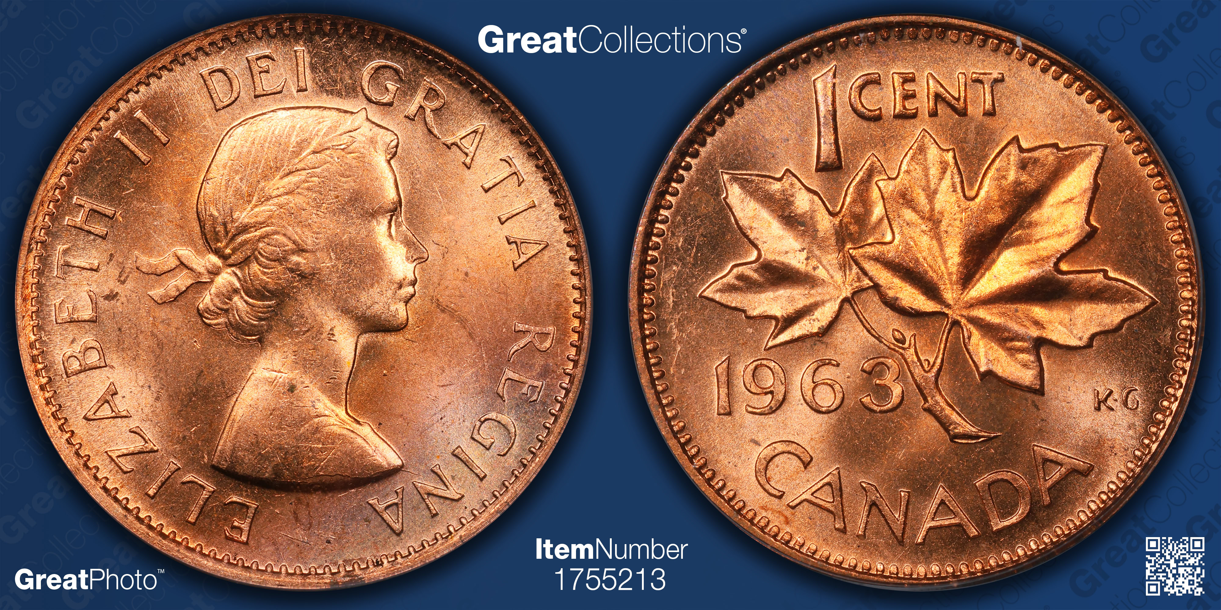 Canada 1963 Cent KM-49 PCGS MS-63 RD (Item 1755213) | GreatCollections ...