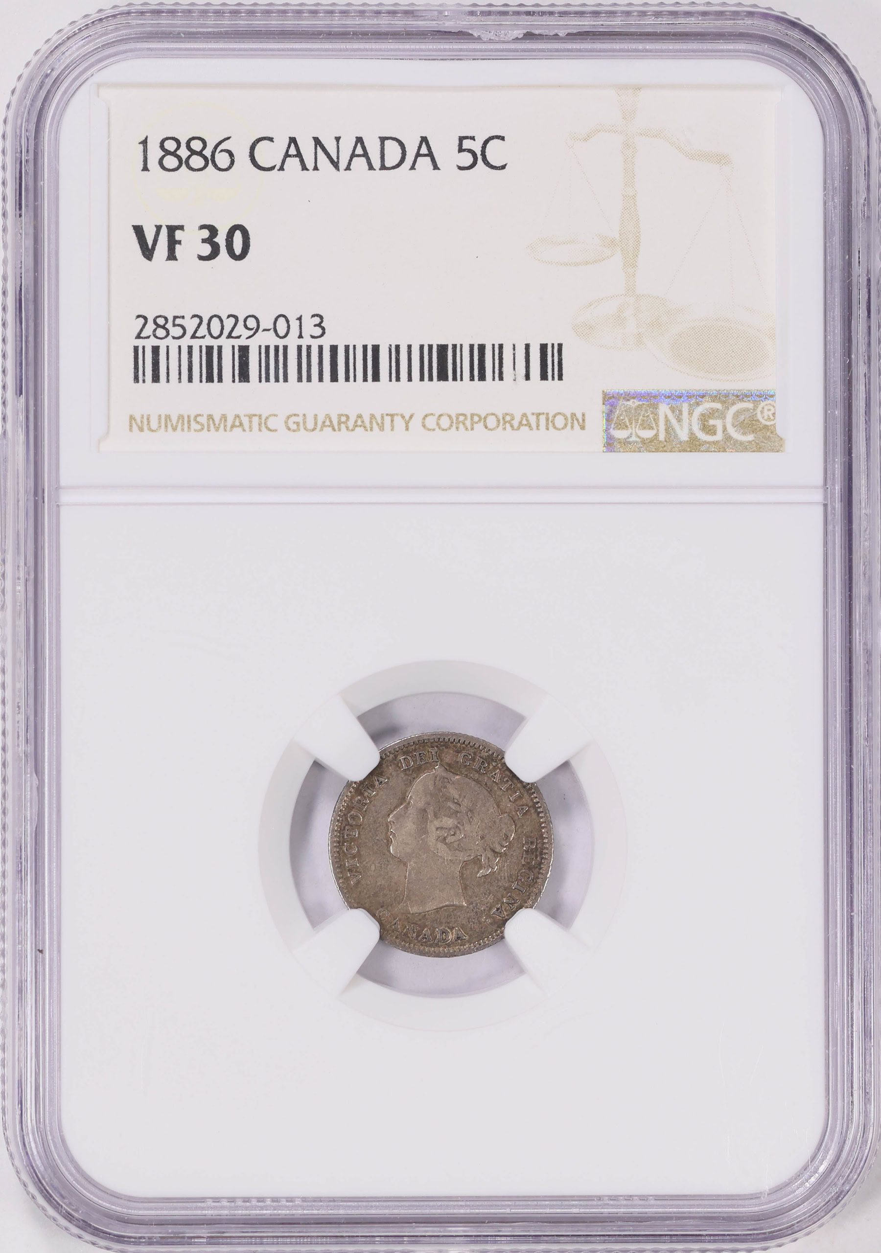 Canada 1886 Silver 5 Cents Small 6 KM-2 NGC VF-30 (Item 1755232 ...