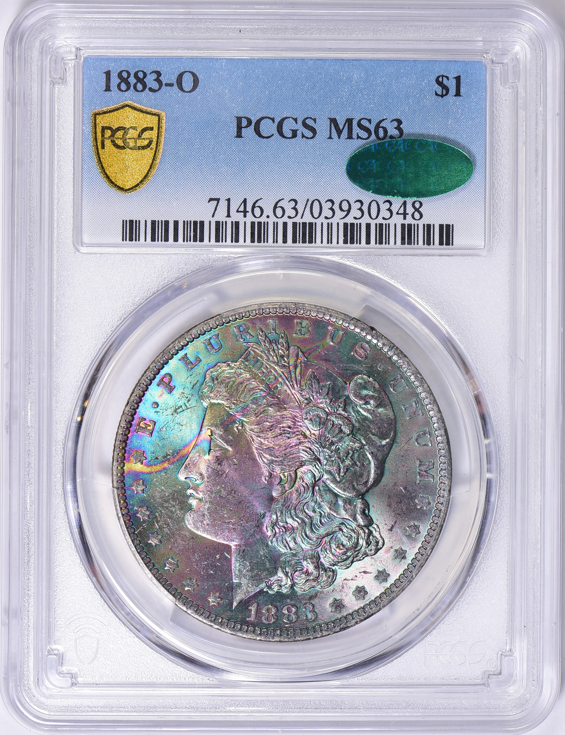 1883-O Morgan Silver Dollar PCGS MS-63 (CAC Green) (Toned) (Item 1755243) | GreatCollections ...