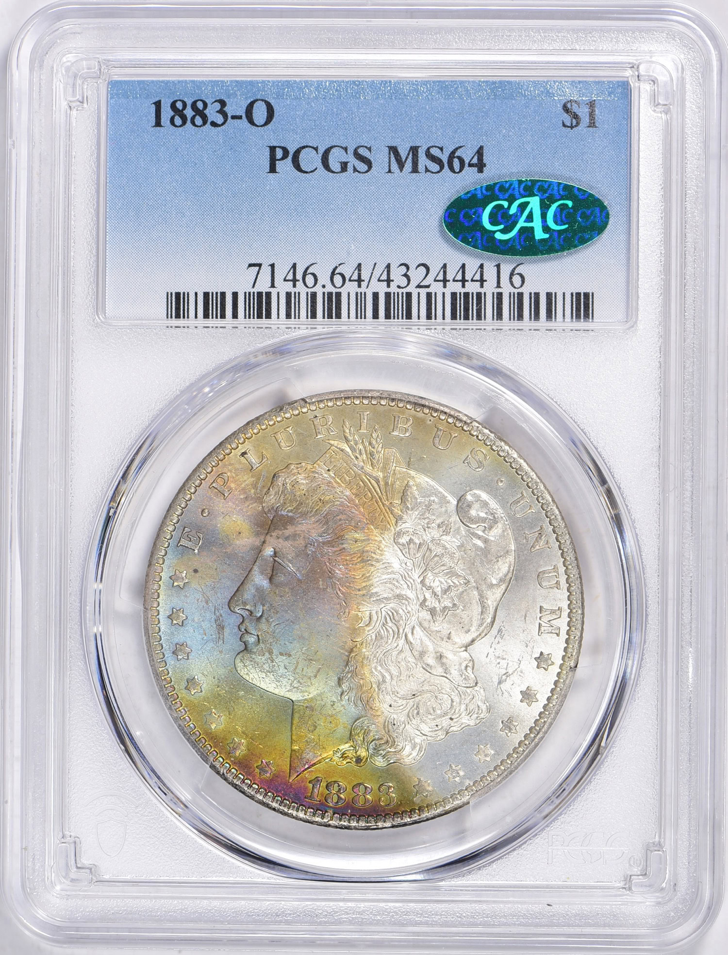 1883-O Morgan Silver Dollar PCGS MS-64 (CAC Green) (Toned) (Item 1755245) | GreatCollections ...
