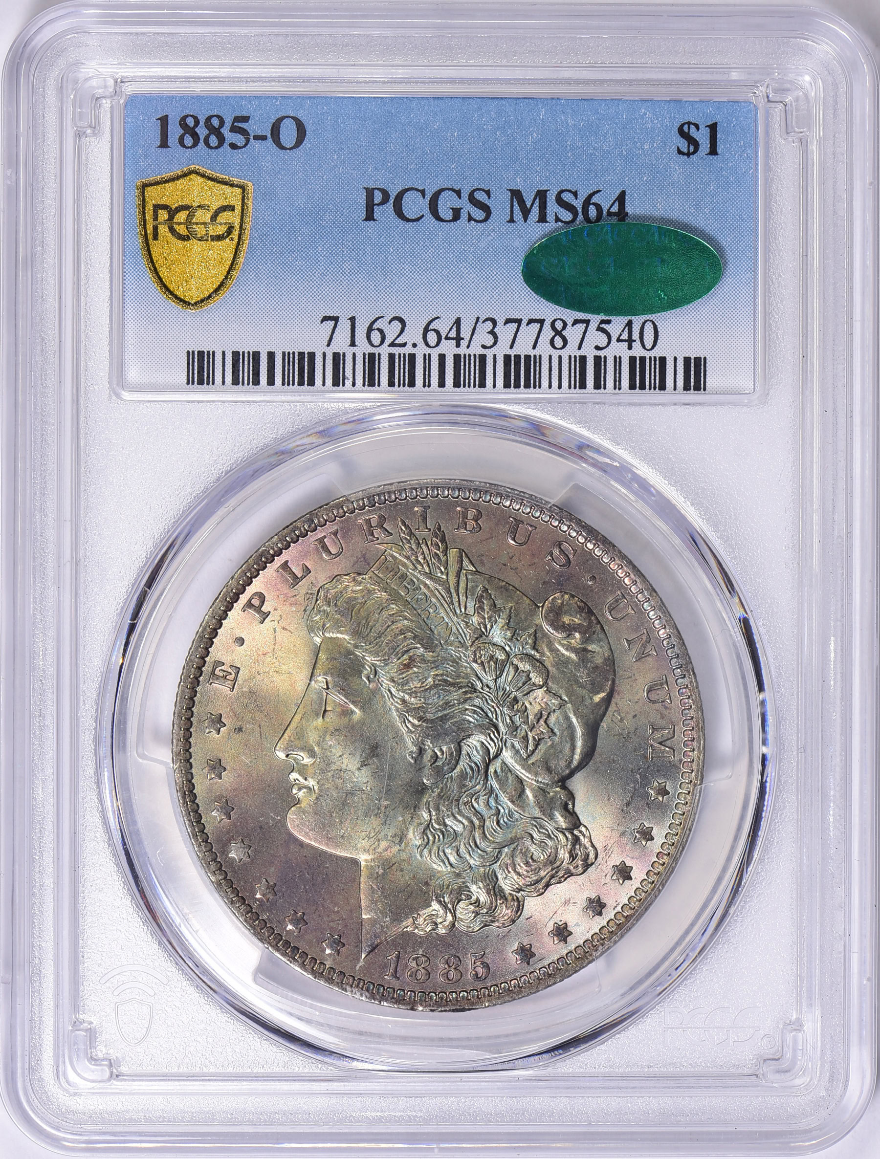1885-O Morgan Silver Dollar PCGS MS-64 (CAC Green) (Toned) (Item 1755249) | GreatCollections ...