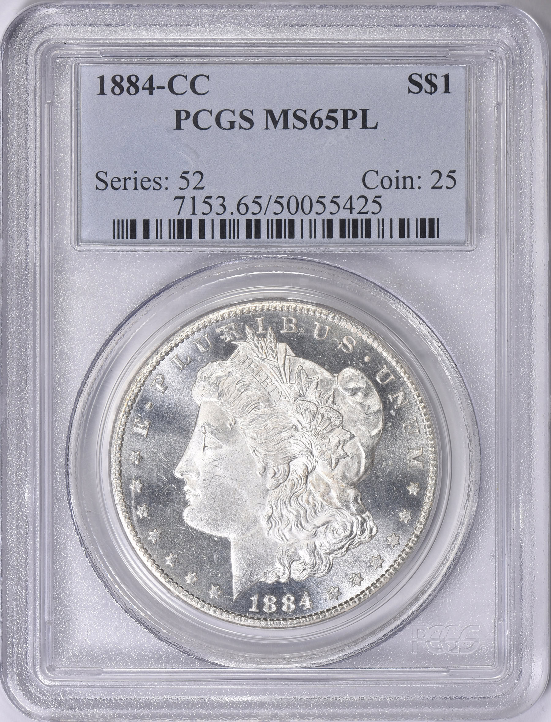 1884-CC Morgan Silver Dollar PCGS MS-65 PL (Item 1755253) | GreatCollections Coin Auctions