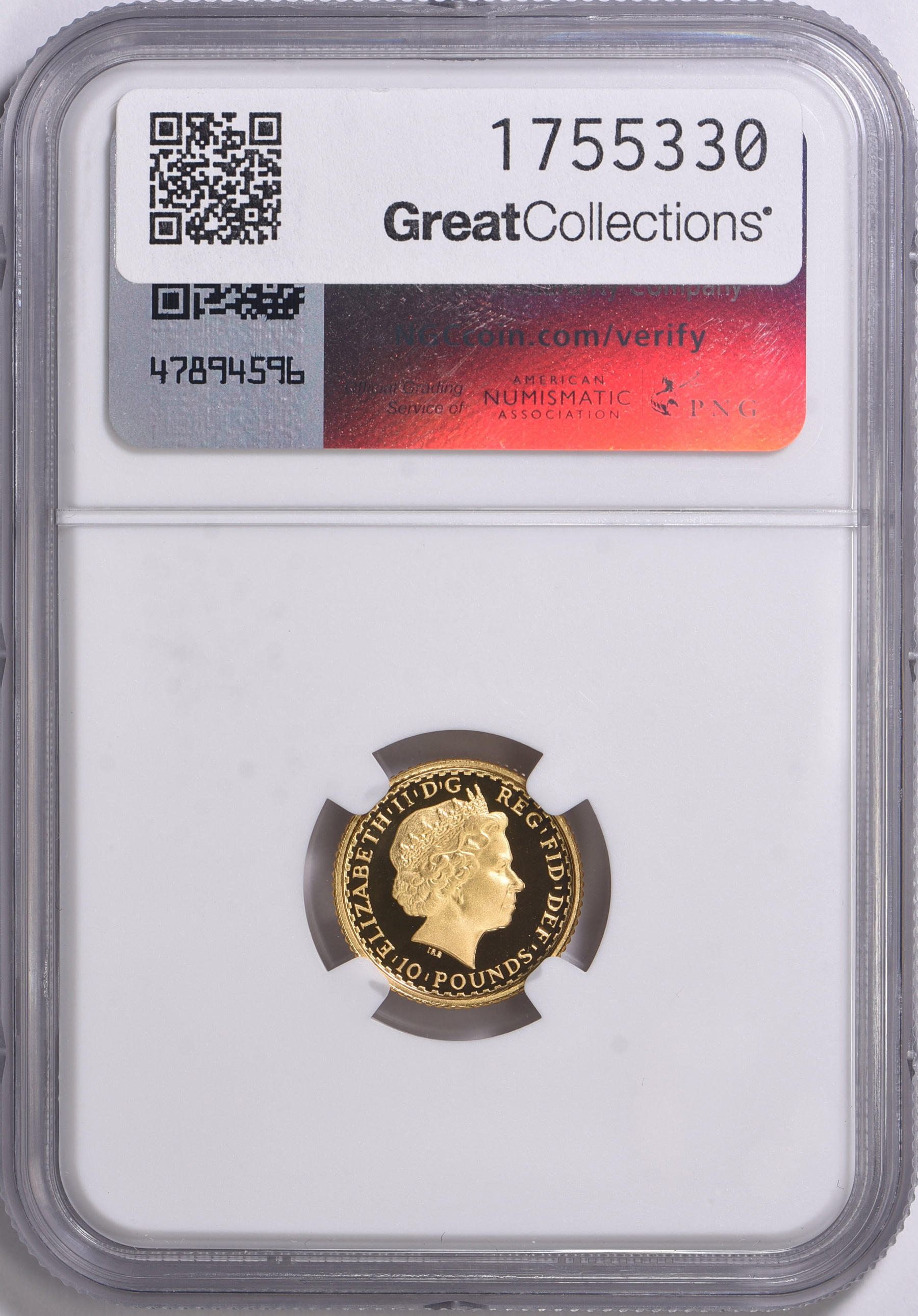 Great Britain 2003 Gold £10 Britannia KM-1040 NGC Proof-70 UC (AGW = 0. ...