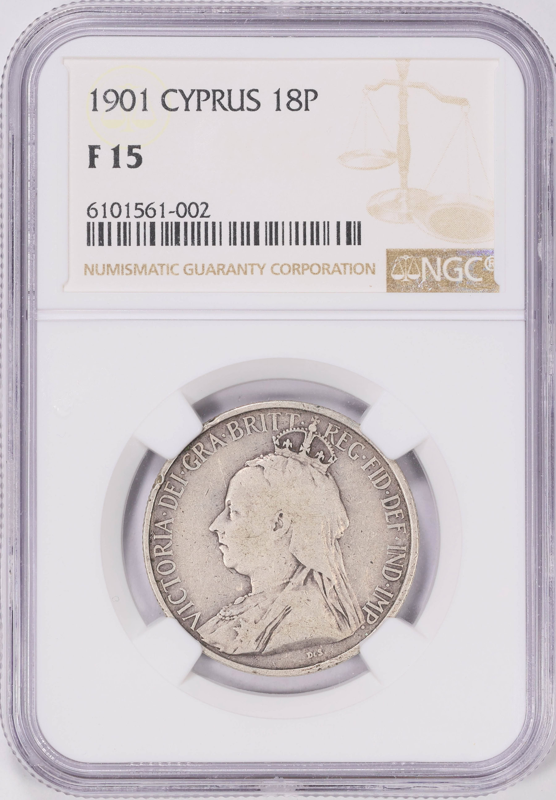 Cyprus 1901 Silver 18 Piastres KM-7 NGC F-15 (Item 1755445 ...