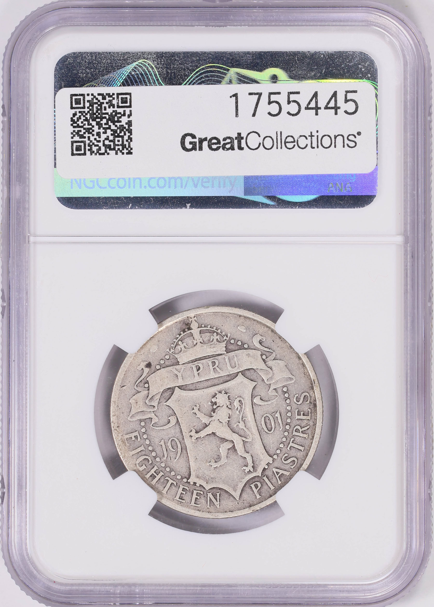 Cyprus 1901 Silver 18 Piastres KM-7 NGC F-15 (Item 1755445 ...