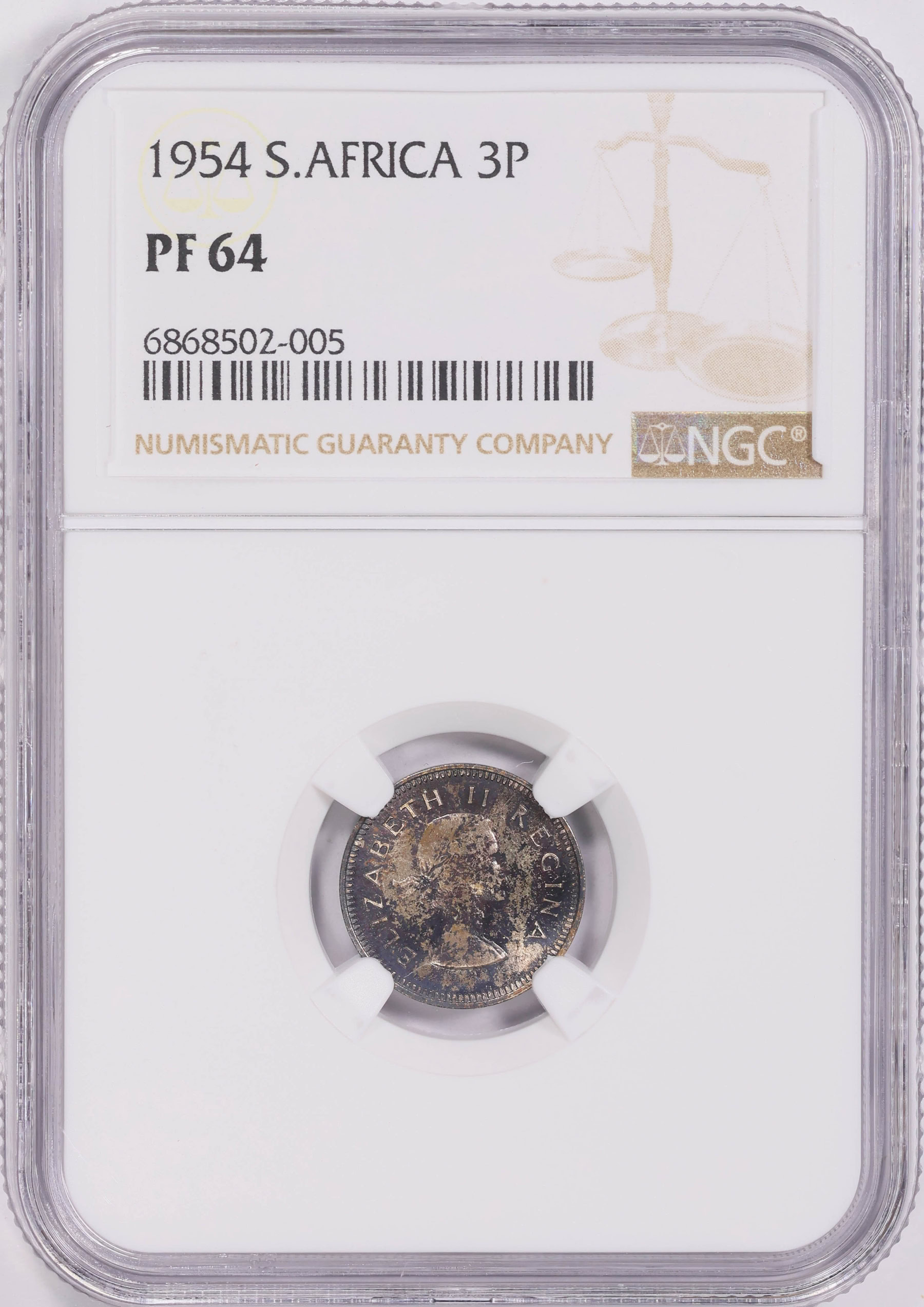 South Africa 1954 Silver 3 Pence KM-47 NGC Proof-64 (Item 1755462) | GreatCollections Coin Auctions