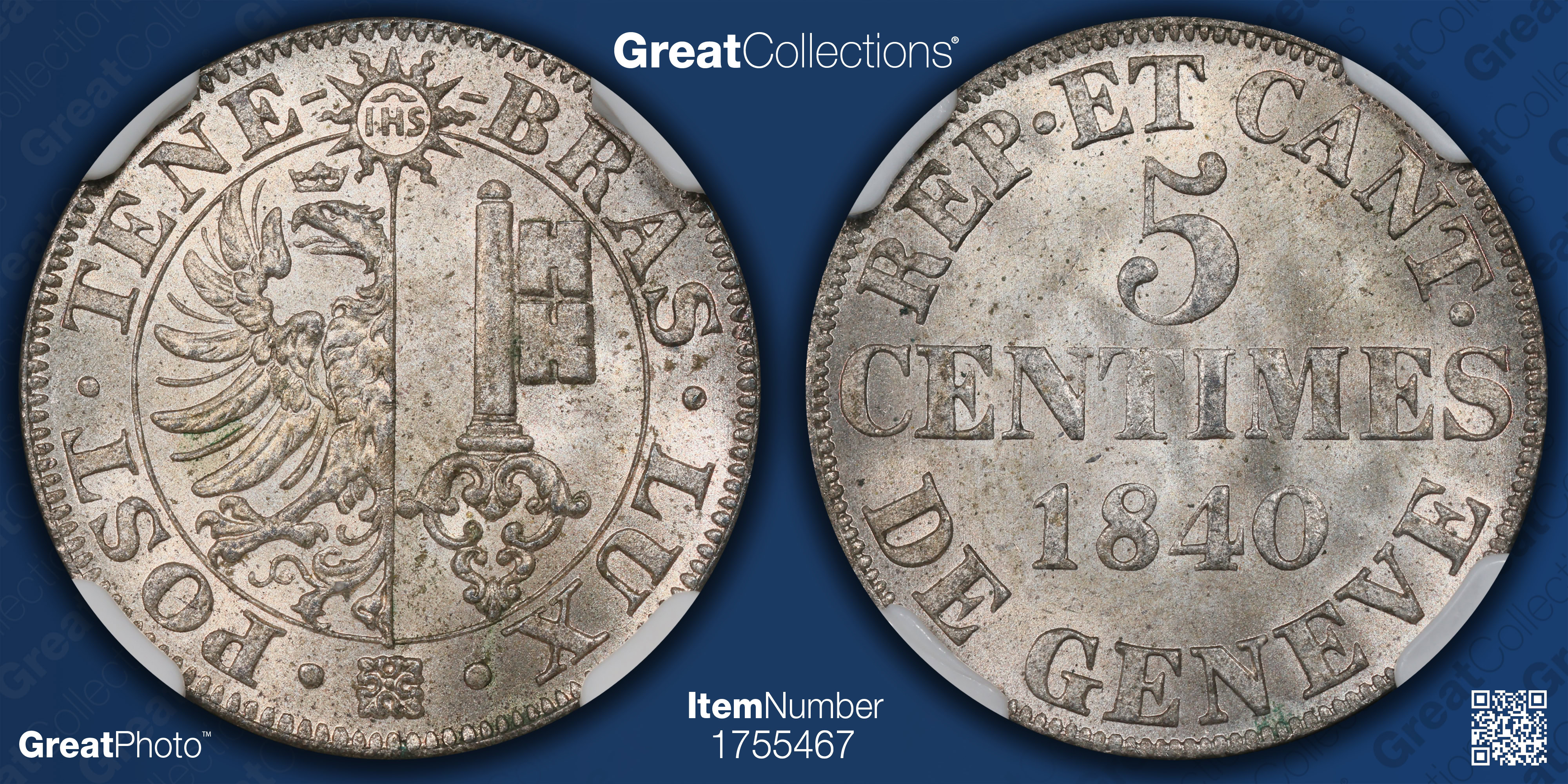 Switzerland - Geneva 1840 5 Centimes KM-131 NGC MS-65 (Item 1755467 ...