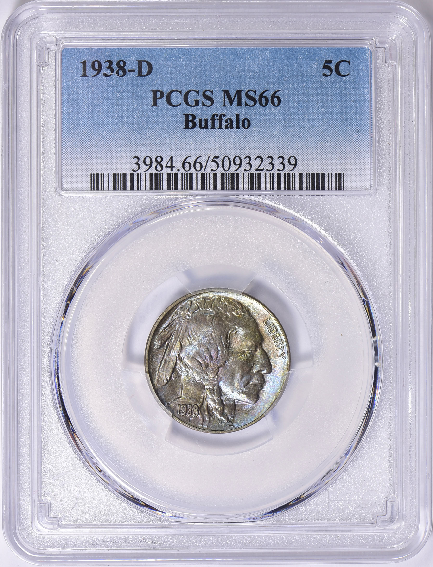 1938-D Buffalo Nickel PCGS MS-66 (Toned) (Item 1755469) | GreatCollections Coin Auctions