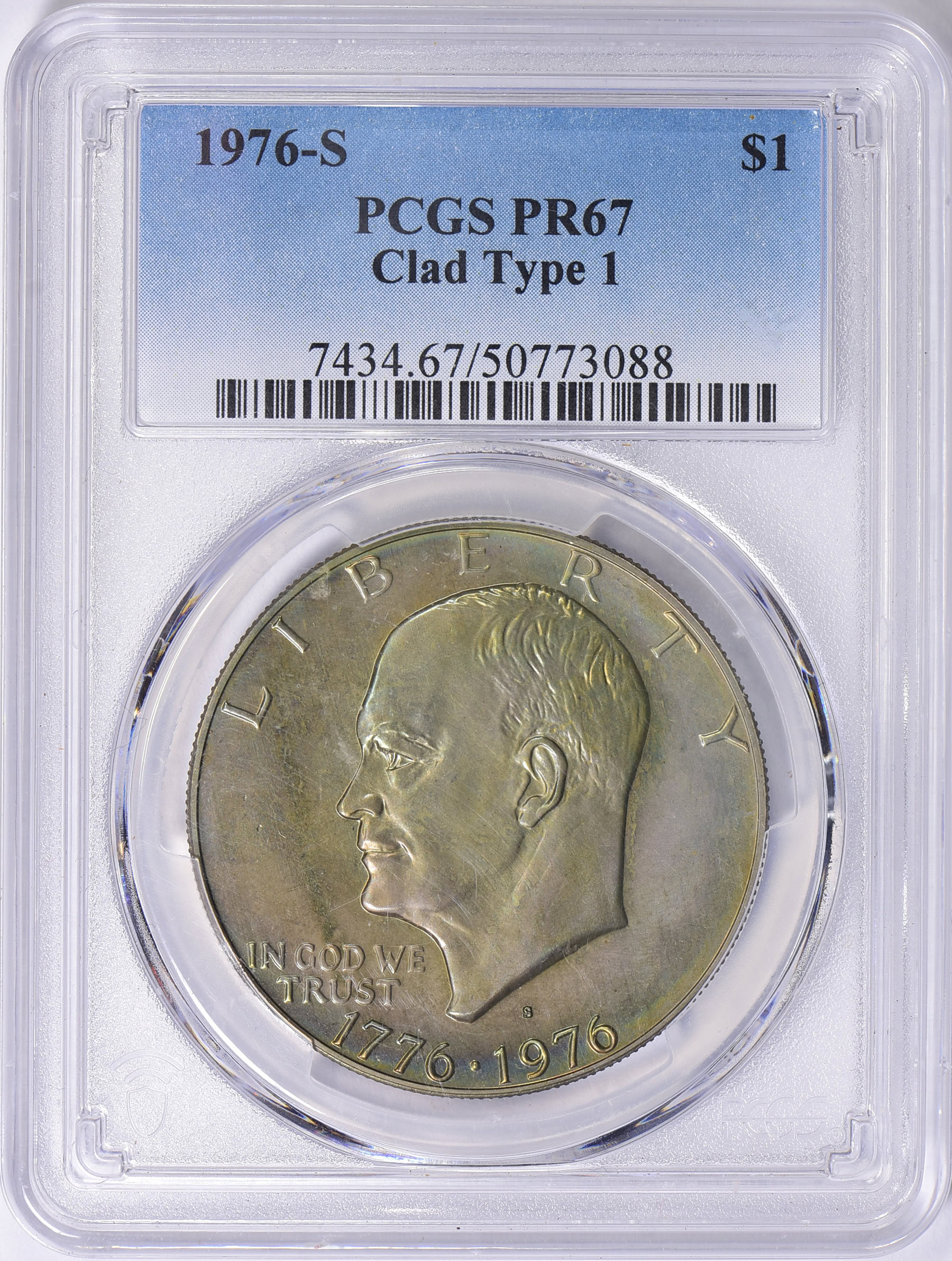 1976-S Eisenhower Dollar Clad Type 1 PCGS Proof-67 (Toned) (Item ...