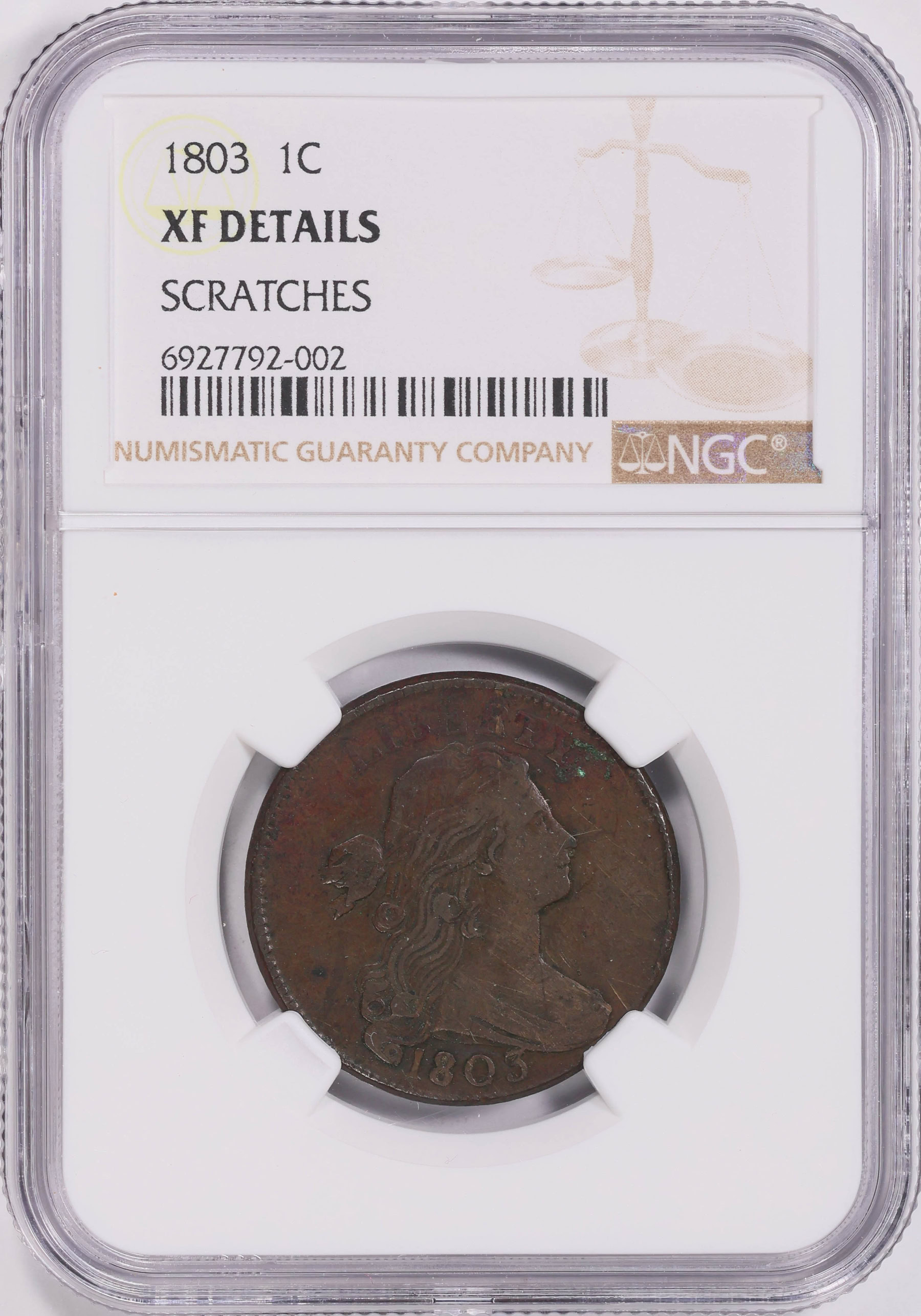 1803 Draped Bust Cent NGC XF Details (Item 1755501) | GreatCollections ...