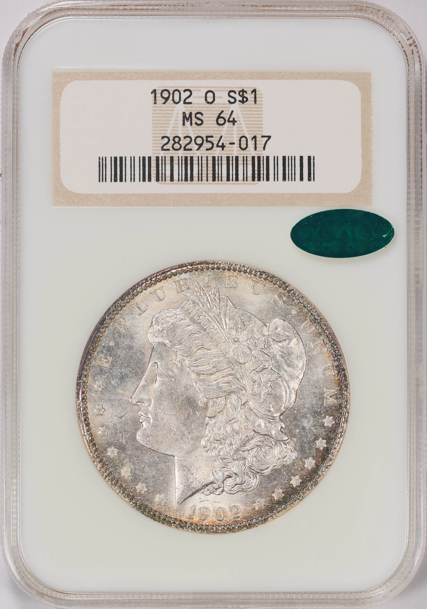 1902-O Morgan Silver Dollar NGC MS-64 (CAC Green) OH (Item 1755520) | GreatCollections Coin Auctions