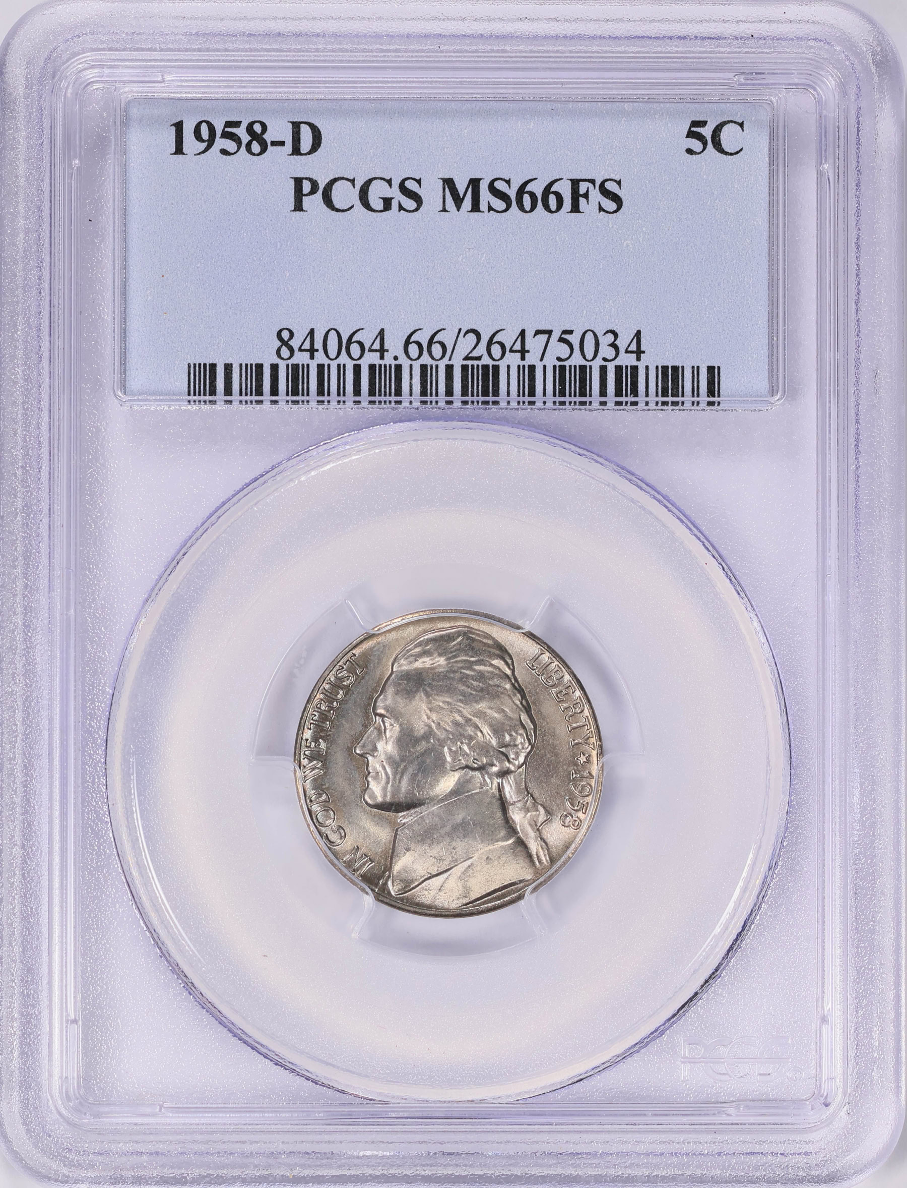 1958-D Jefferson Nickel PCGS MS-66 FS (Toned) (Item 1755558 ...