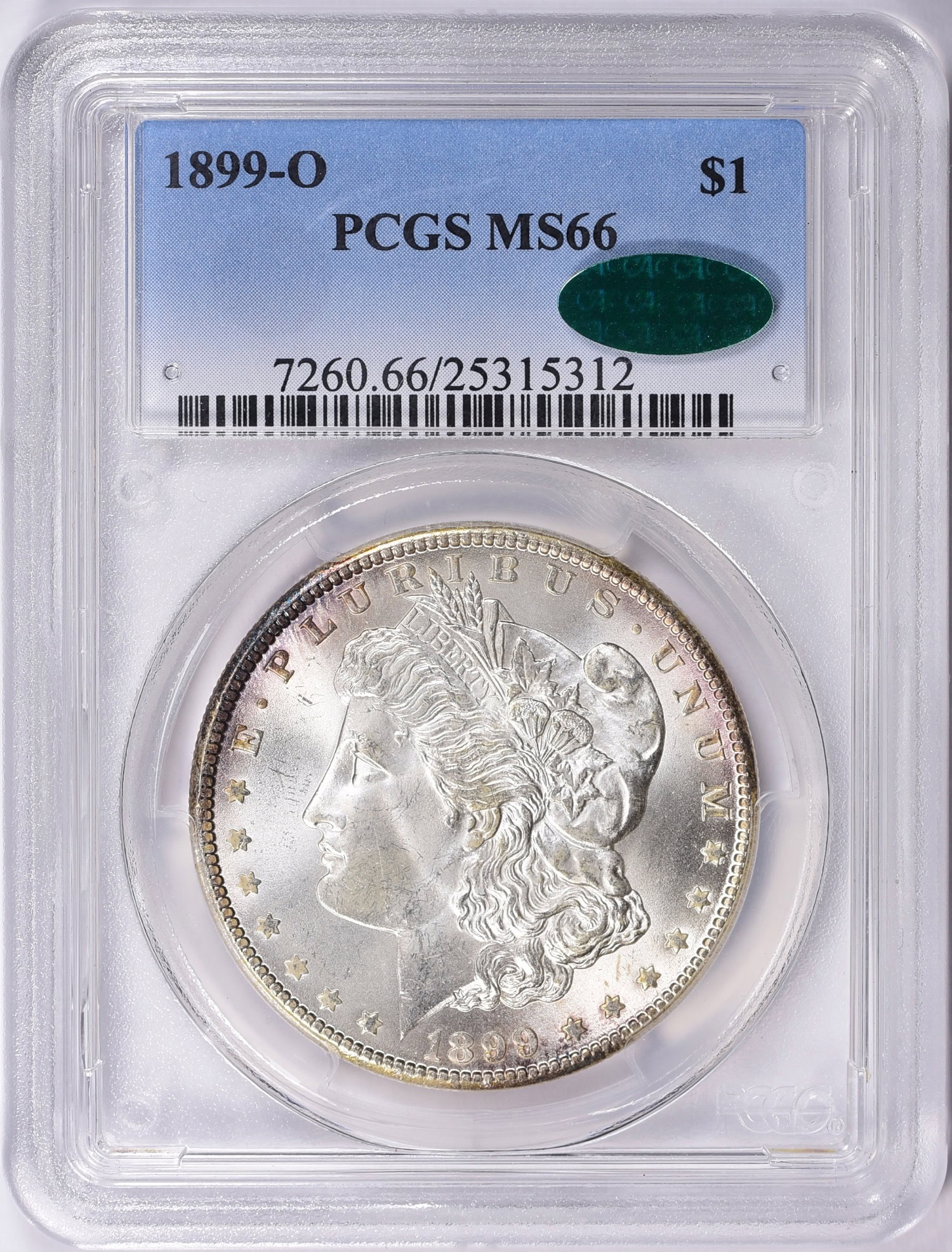 1899-O Morgan Silver Dollar PCGS MS-66 (CAC Green) (Toned) (Item 1755582) | GreatCollections ...