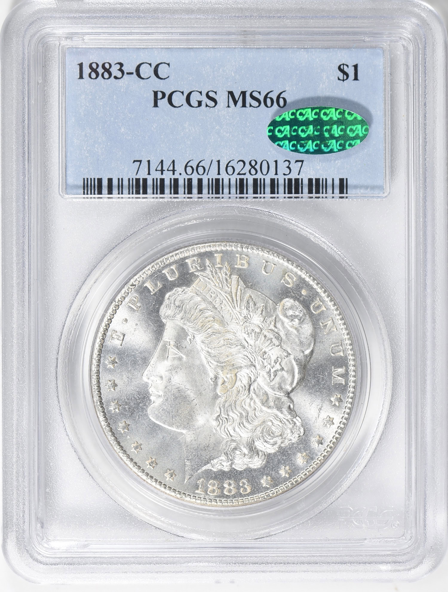 1883-CC Morgan Silver Dollar PCGS MS-66 (CAC Green) (Item 1755584) | GreatCollections Coin Auctions