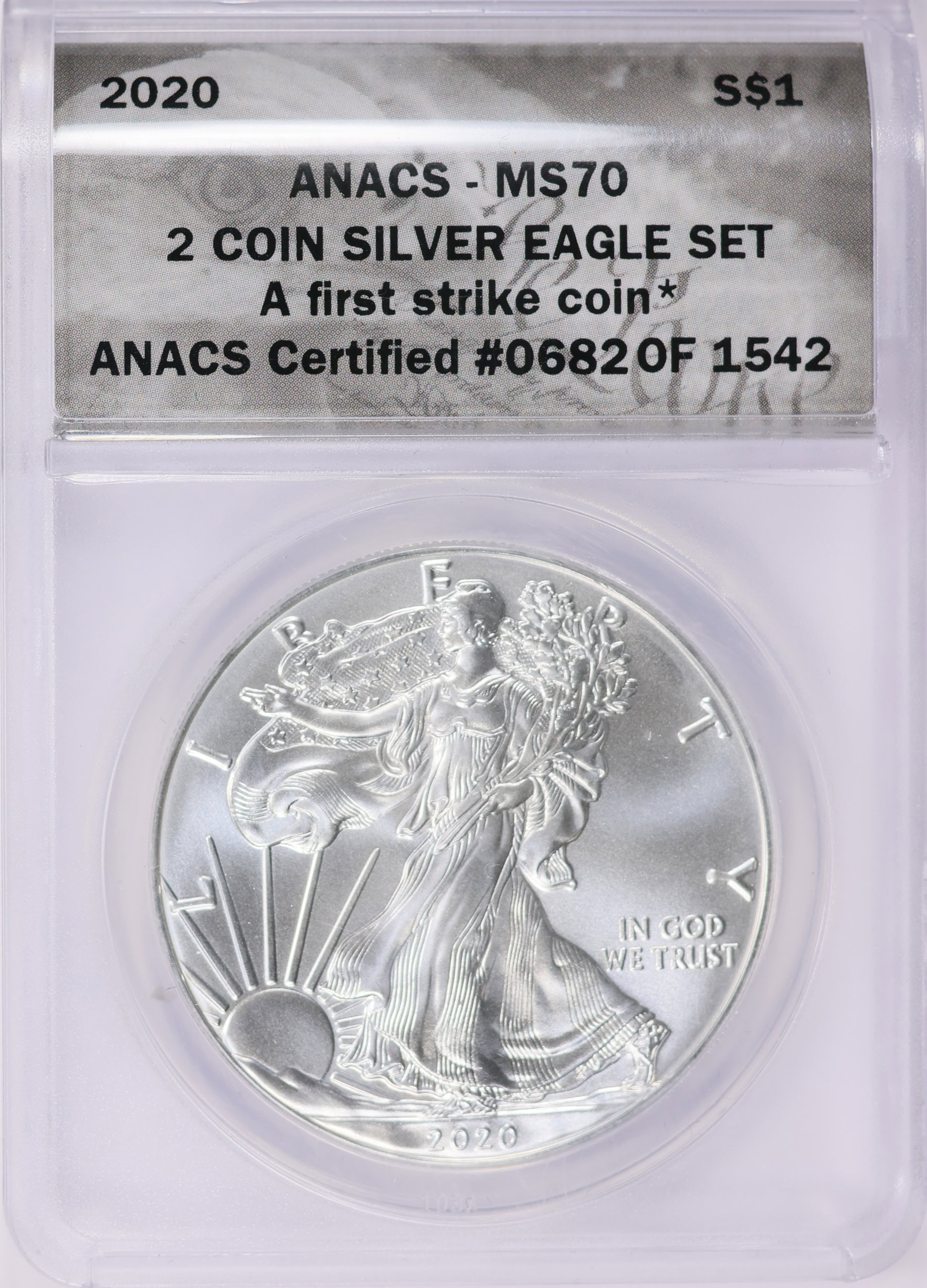 2020 $1 Silver Eagle First Strike ANACS MS-70 (Item 1755610 ...