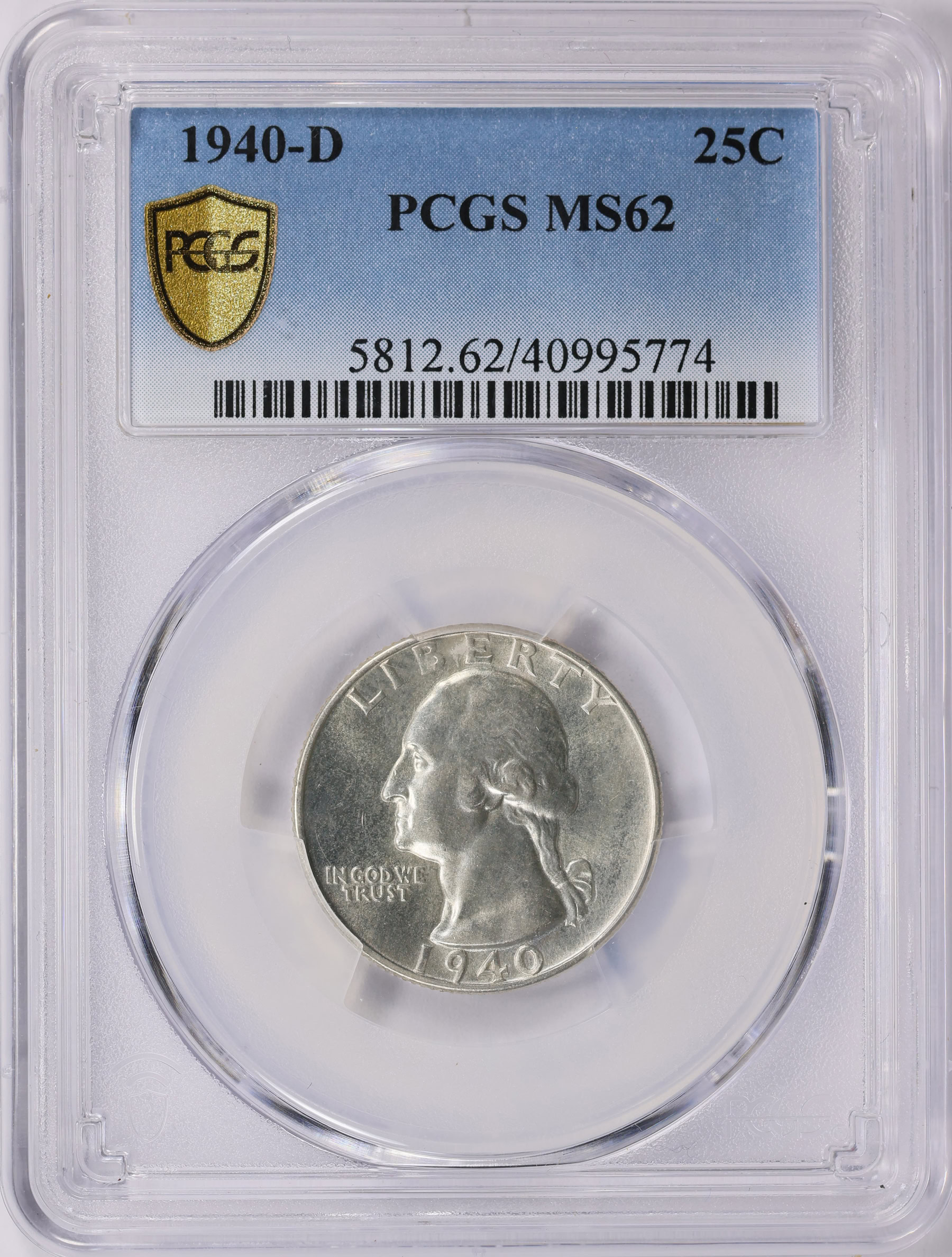 1940-D Washington Quarter PCGS MS-62 (Item 1755613) | GreatCollections Coin Auctions