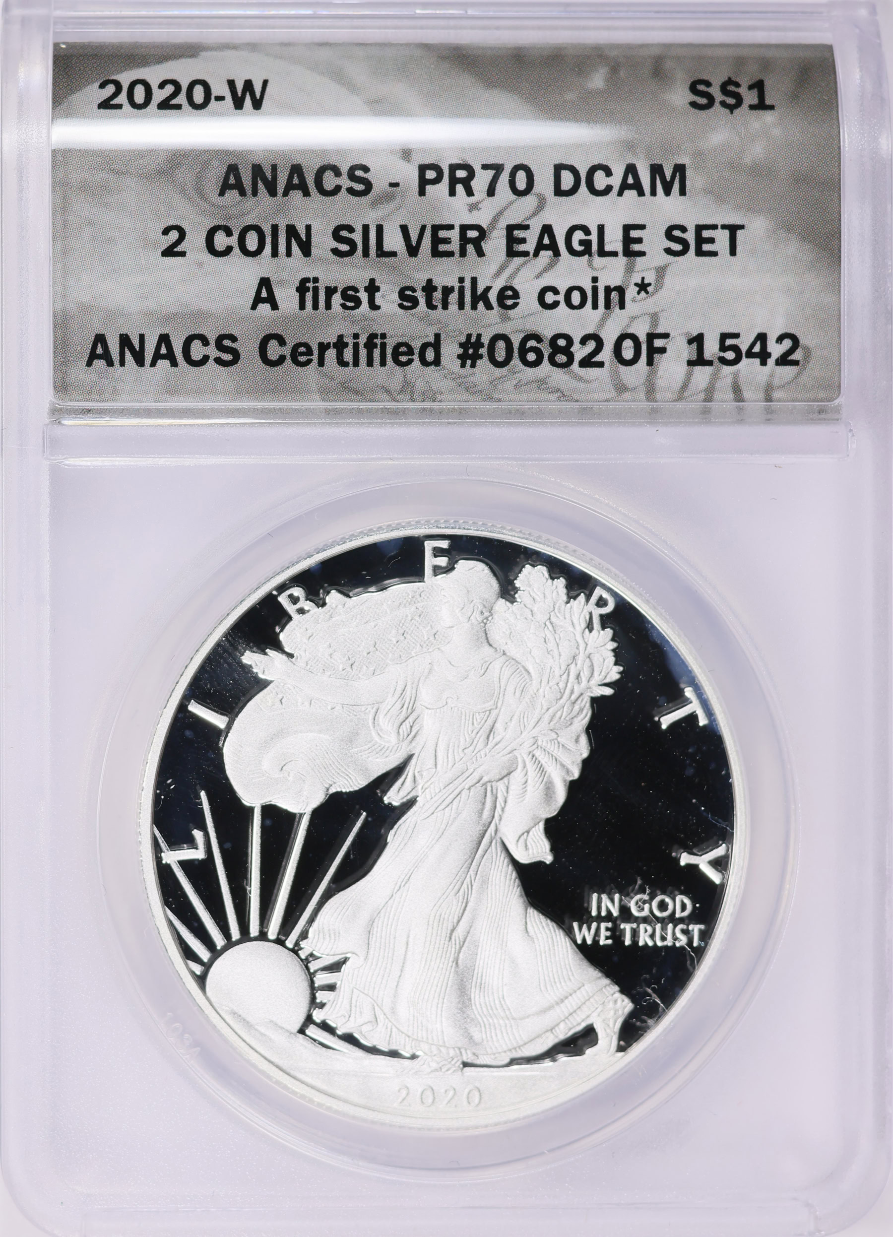 2020-W $1 Silver Eagle First Strike ANACS Proof-70 DCAM (Item 1755634) | GreatCollections Coin ...