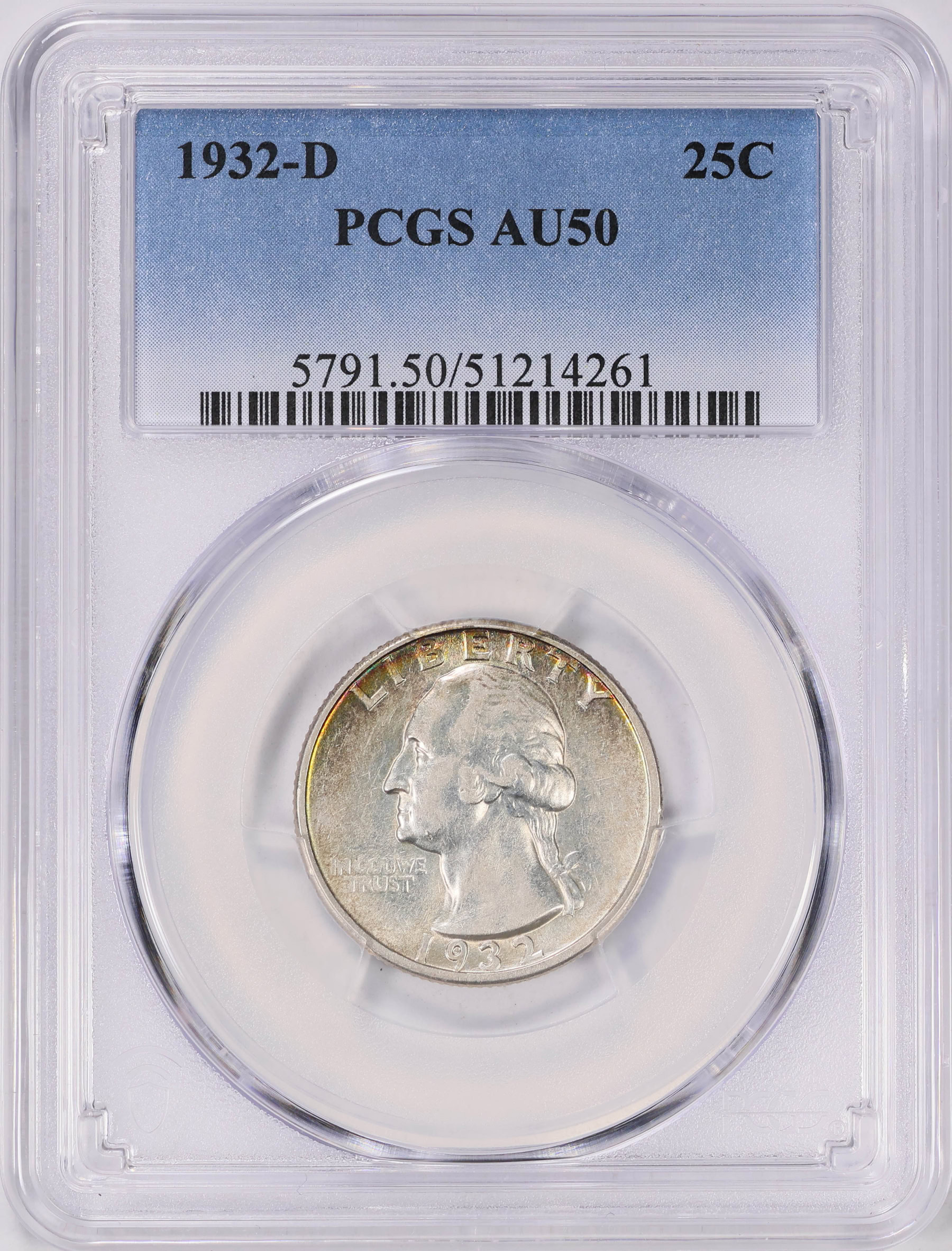 1932-D Washington Quarter PCGS AU-50 (Toned) (Item 1755774) | GreatCollections Coin Auctions
