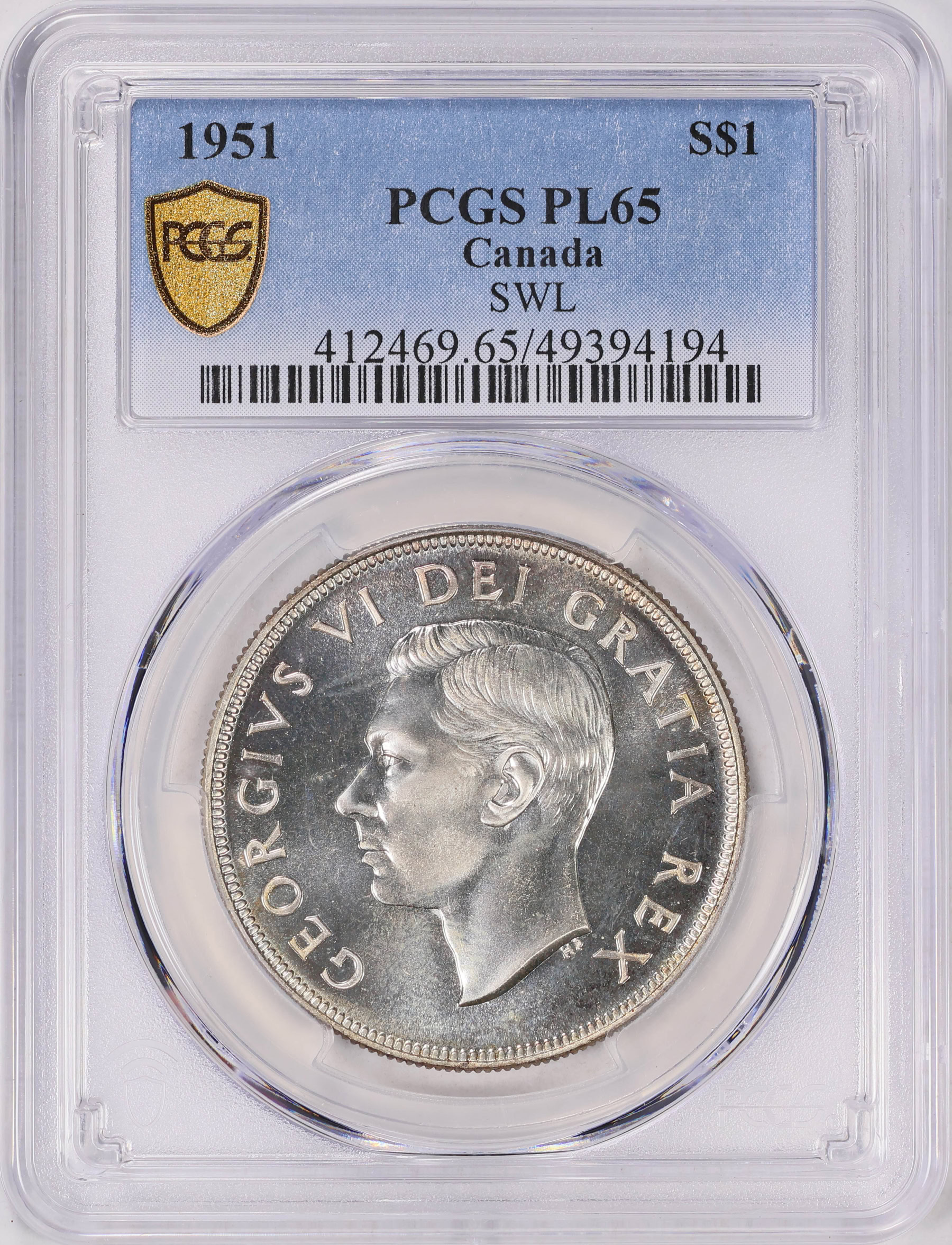 Canada 1951 Silver Silver Dollar Short Water Lines KM-46 PCGS PL-65 (Item 1755843 ...