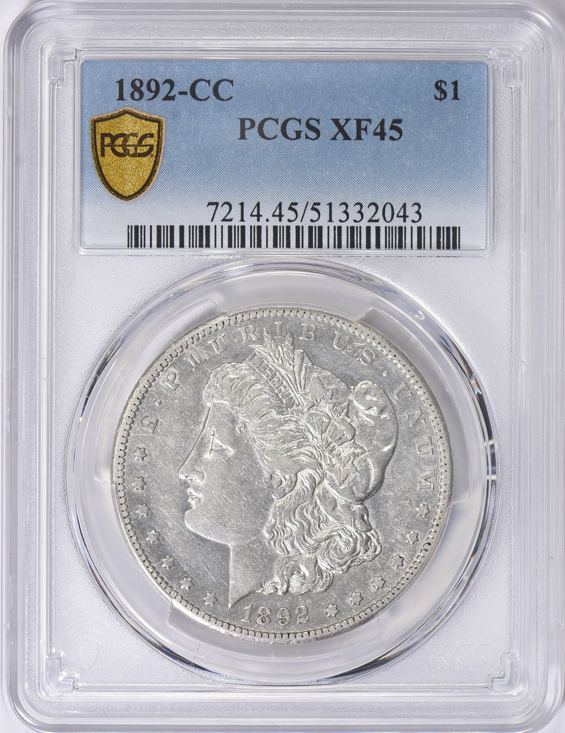 1892-CC Morgan Silver Dollar PCGS XF-45 (Item 1755895) | GreatCollections Coin Auctions