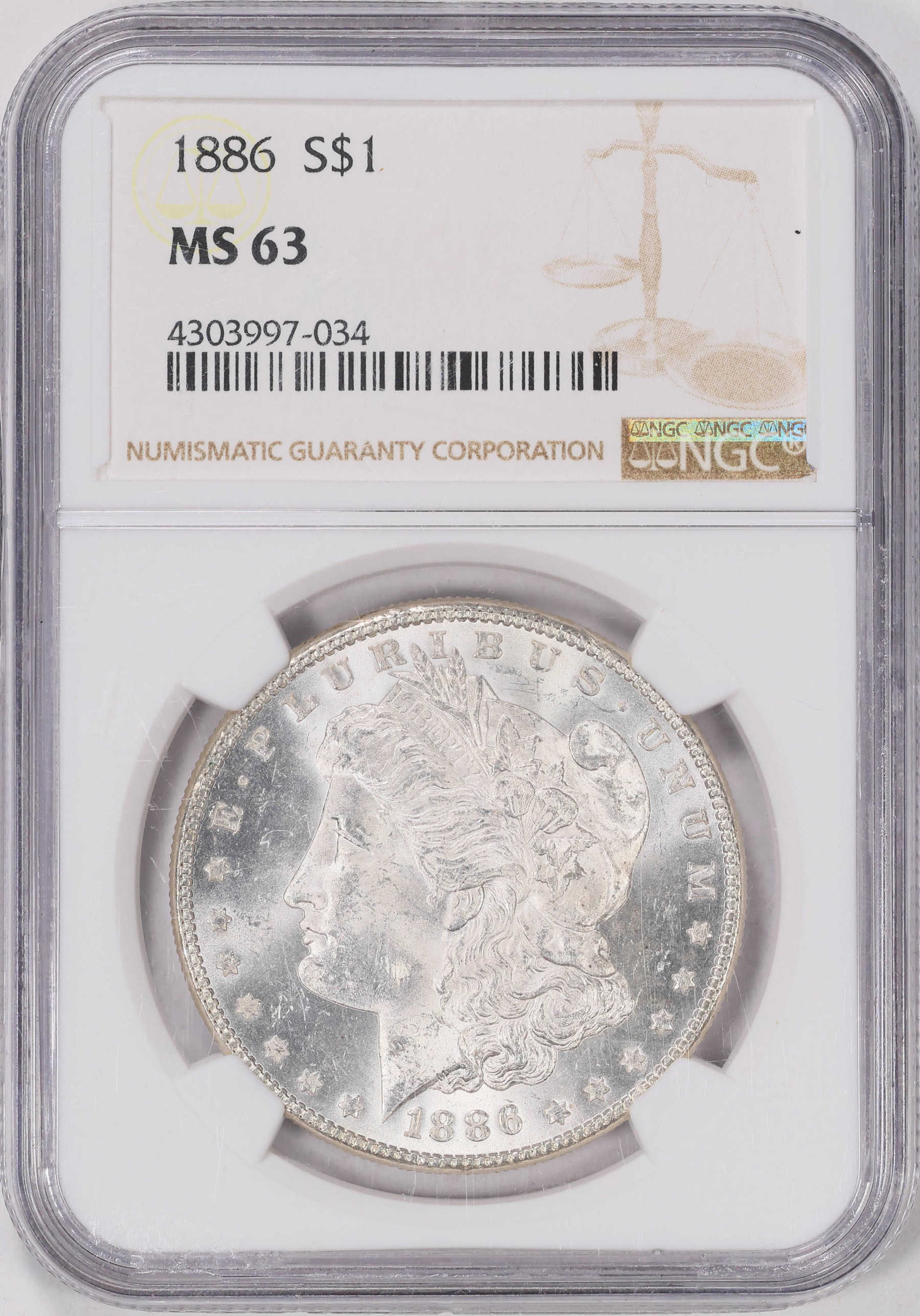 1886 Morgan Silver Dollar NGC MS-63 (Item 1755937) | GreatCollections Coin Auctions