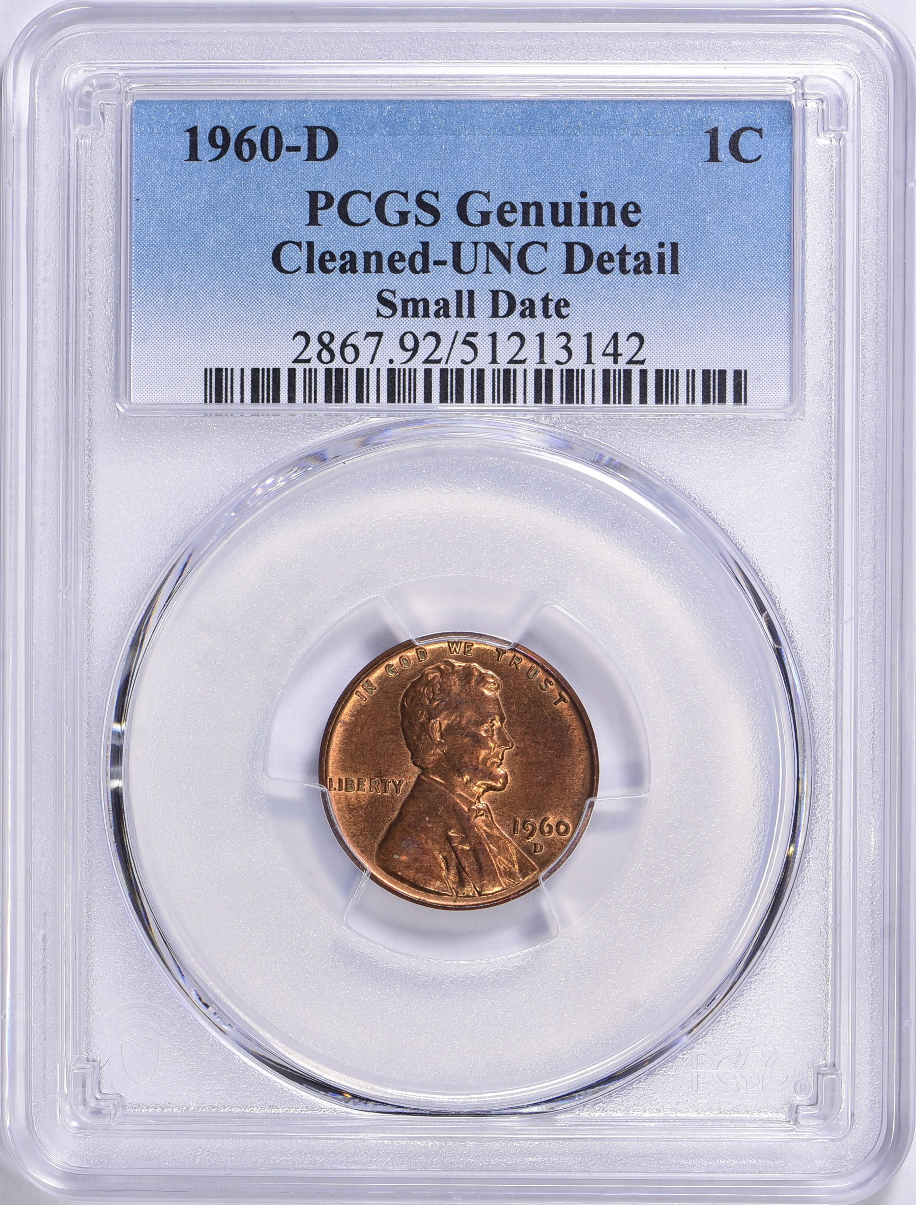 1960-D Lincoln Cent Small Date PCGS Genuine Unc Details (Item 1755997 ...