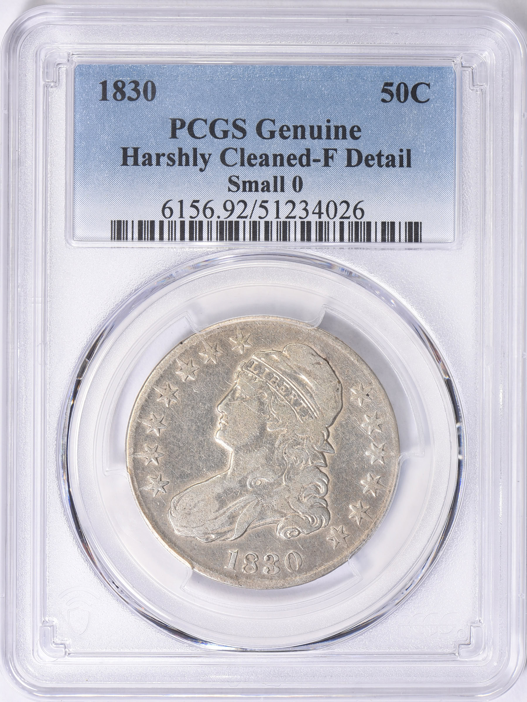 1830 Capped Bust Half Dollar Small 0 PCGS Genuine Fine Details (Item 1756026) | GreatCollections ...