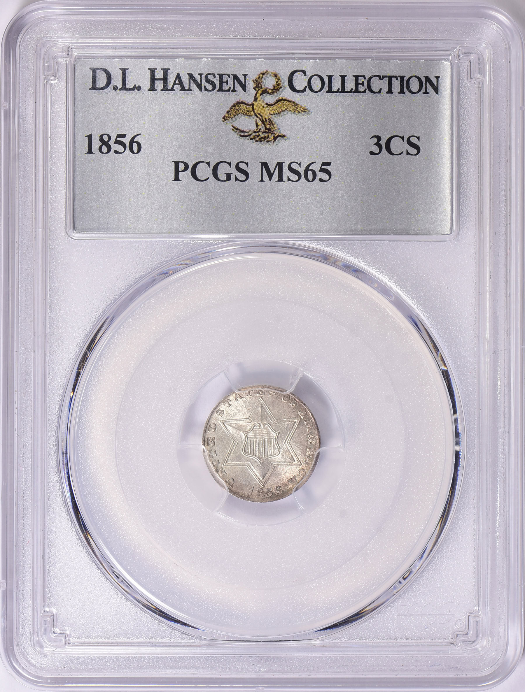 1856 Silver Three-Cent Piece PCGS MS-65 (Toned) (D. L. Hansen ...