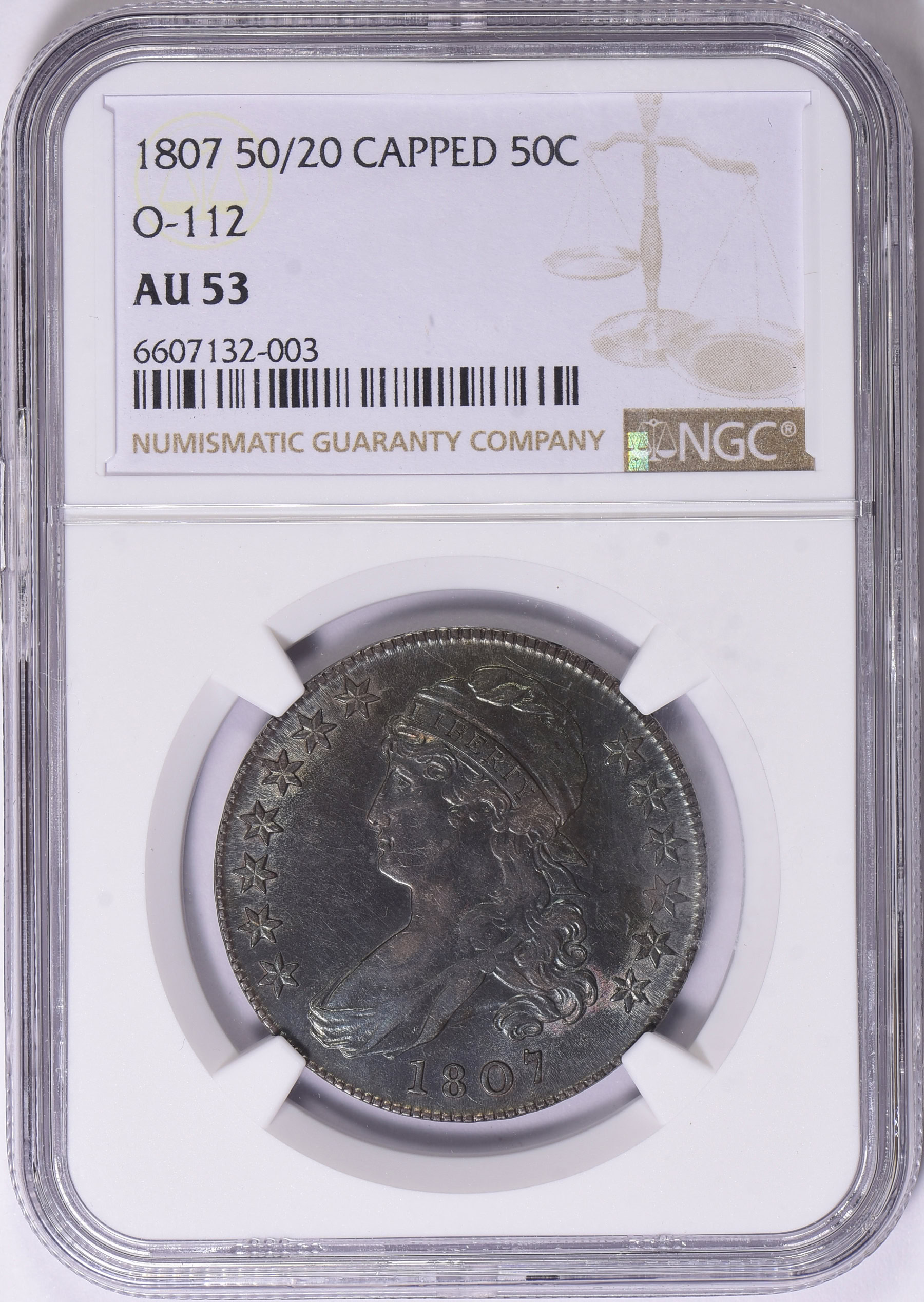 1807 Capped Bust Half Dollar 50/20 Overton 112 NGC AU-53 (Toned) (Item 1756094 ...