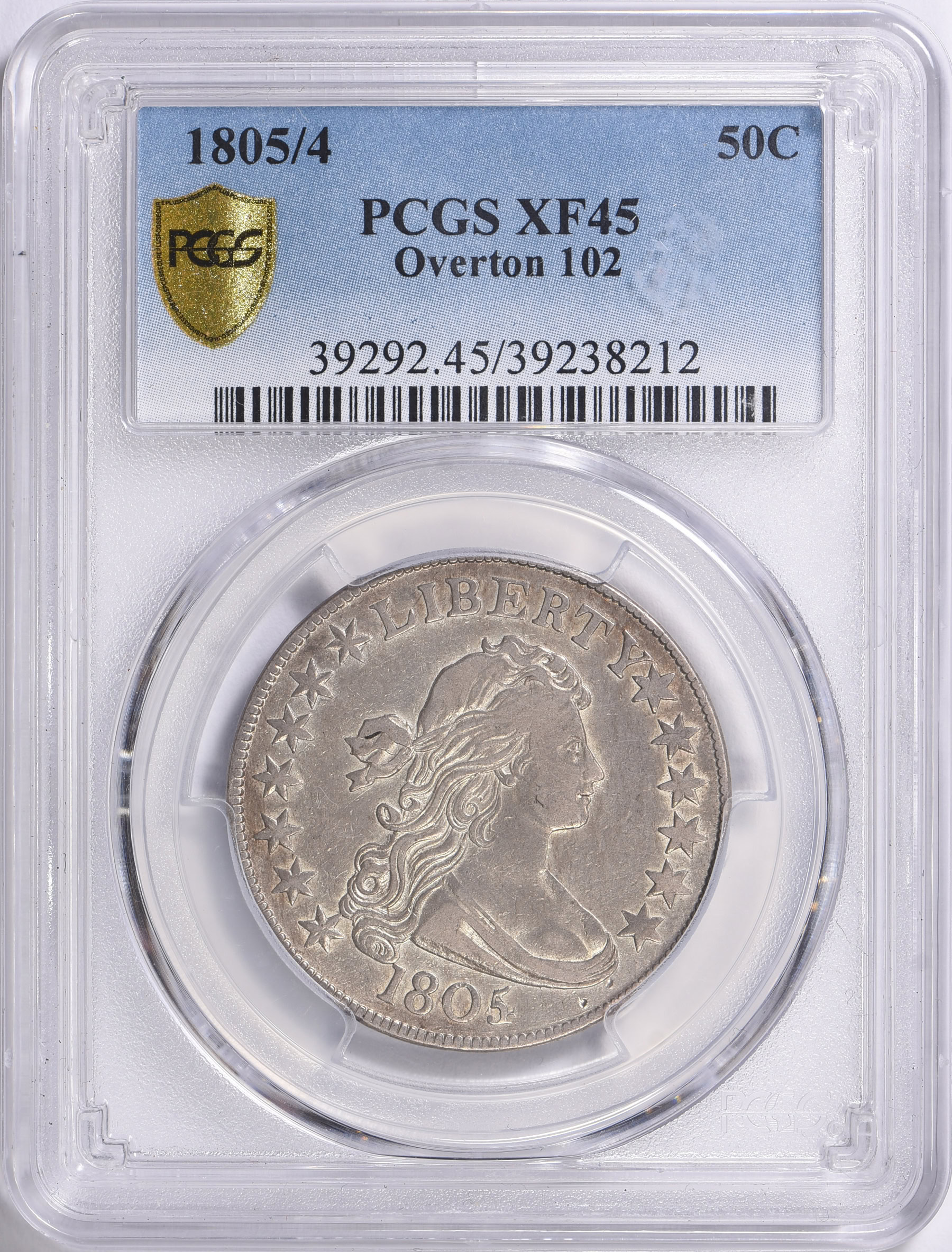 1805/4 Draped Bust Half Dollar Overton 102 PCGS XF-45 (Toned) (Item 1756100) | GreatCollections ...